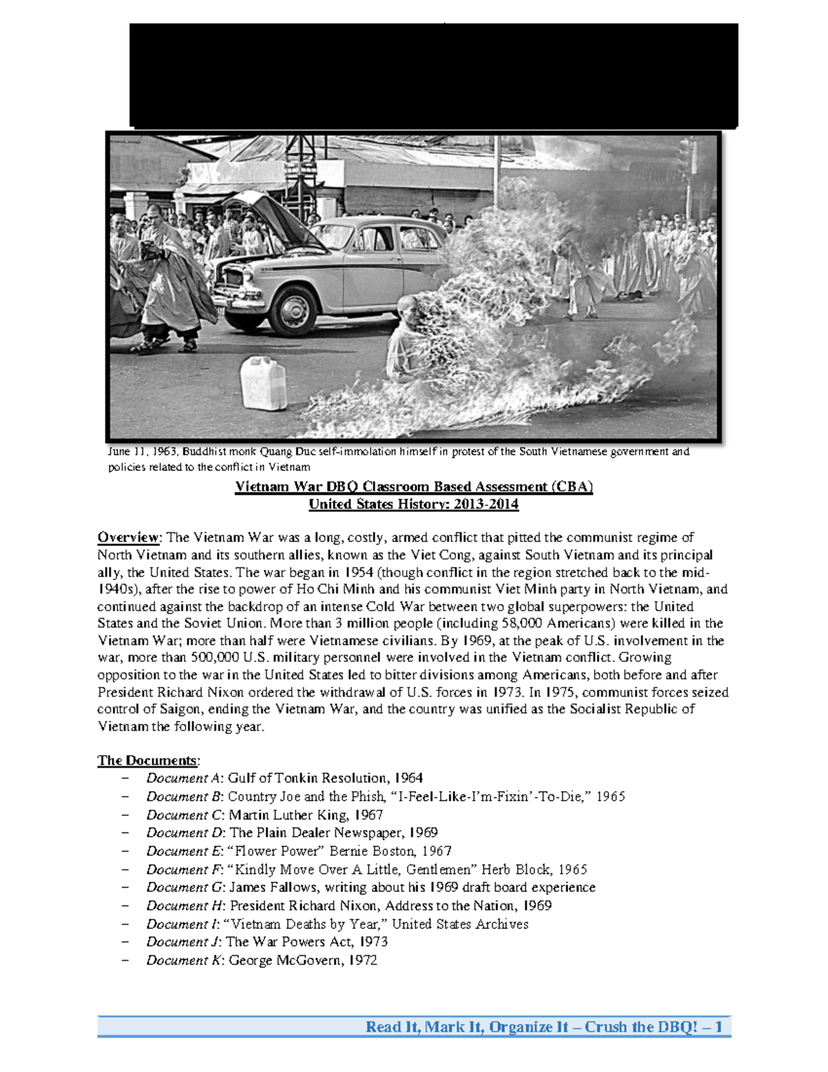 vietnam dbq notes - Read It, Mark It, Organize It – Crush the DBQ! – 1 ...