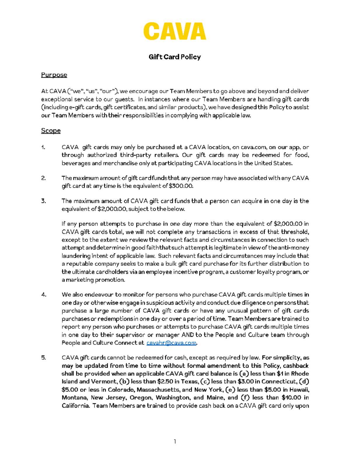 2023 CAVA Gift Card Policy - MATH 1680 - Studocu