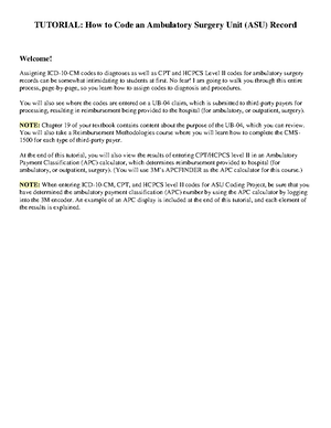 Coding ambulatory surgery record - TUTORIAL: How to Code an Ambulatory ...