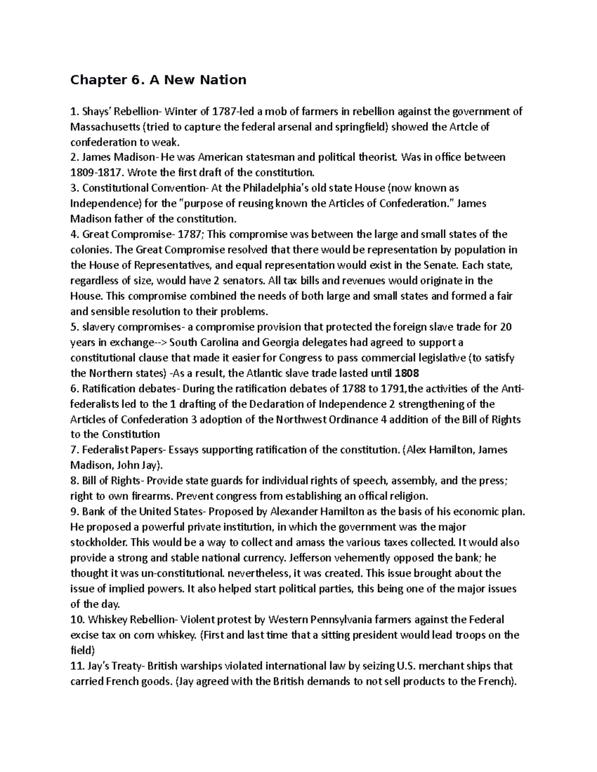 Chapter 6 key terms - piss off - Chapter 6. A New Nation Shays ...