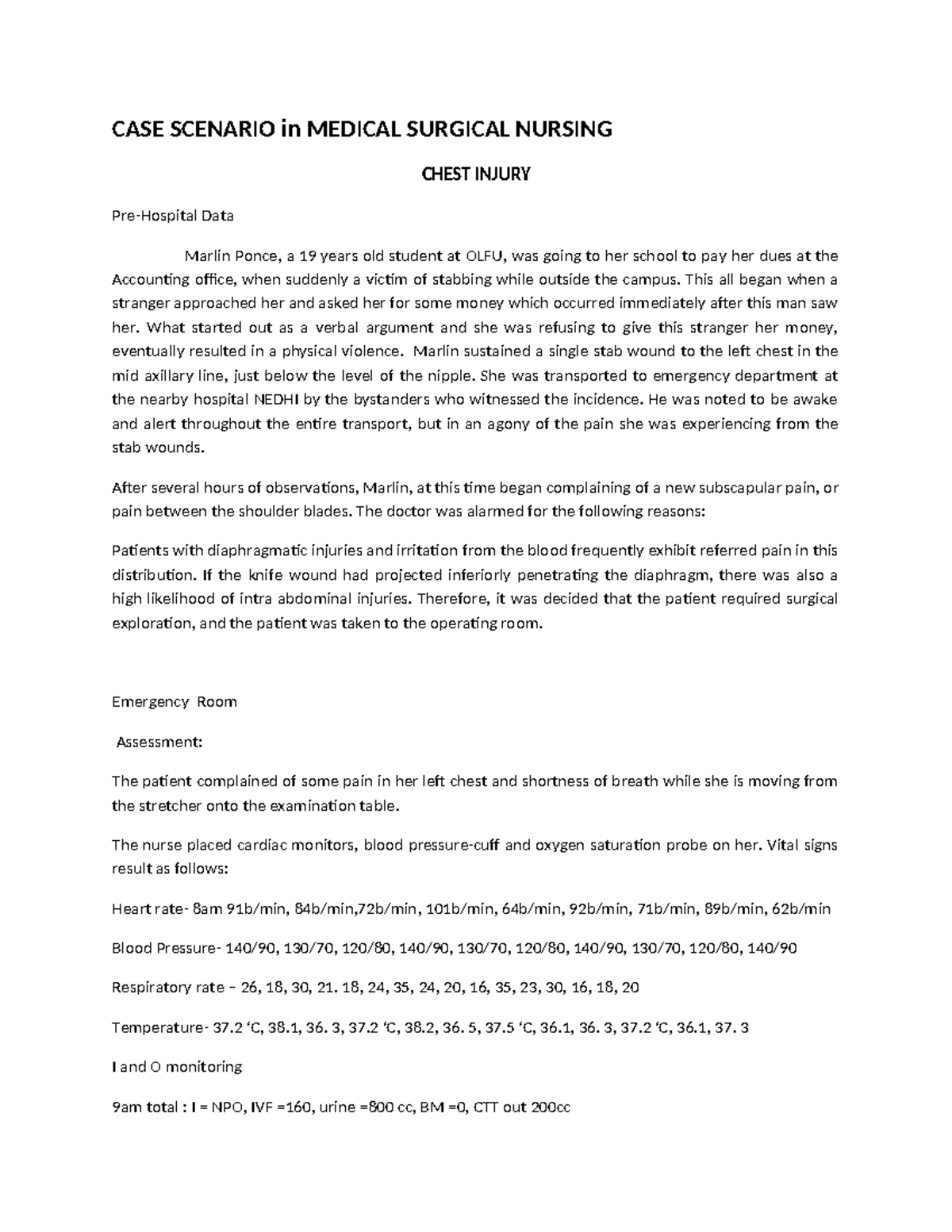 Chest-Injury-1 - chest injury med surg course task - CASE SCENARIO in ...