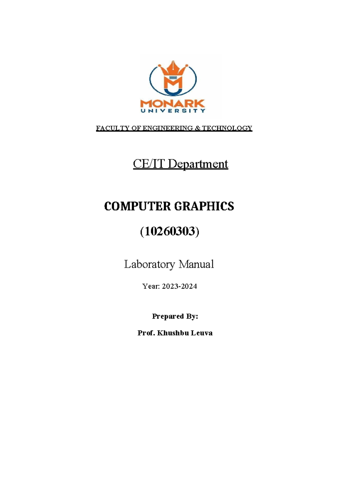 6. CG Lab Manual - FACULTY OF ENGINEERING & TECHNOLOGY CE/IT Department ...