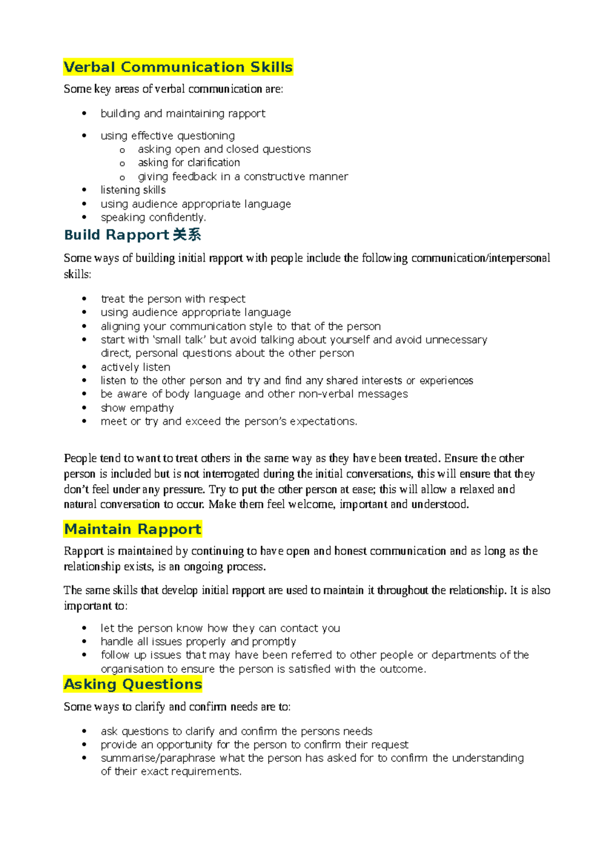 Verbal Communication Skills summary - Verbal Communication Skills Some ...