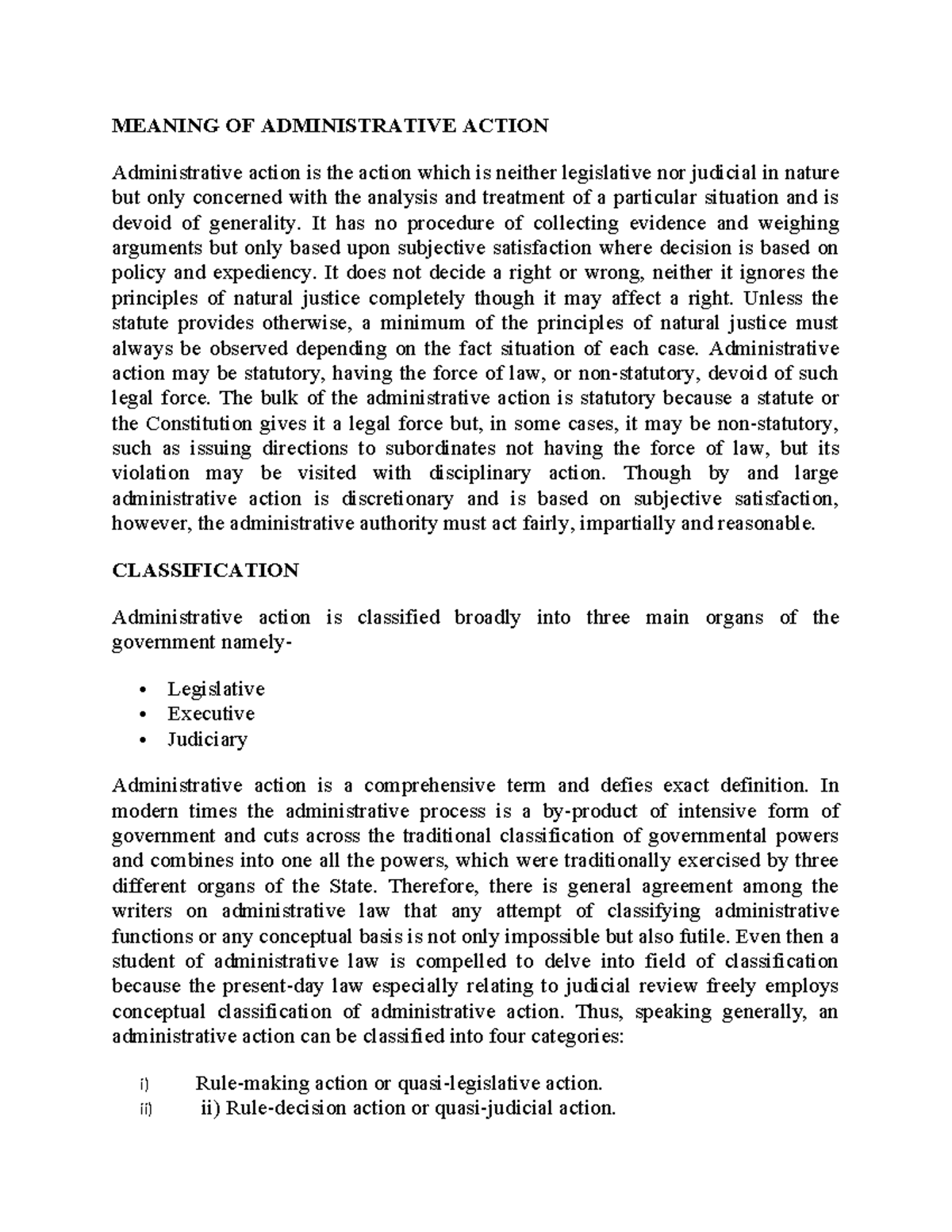 Meaning OF Administrative Action - MEANING OF ADMINISTRATIVE ACTION ...