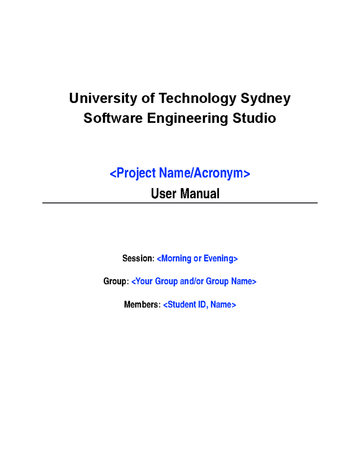 Template of Assessment 4 User Manual - University of Technology Sydney ...