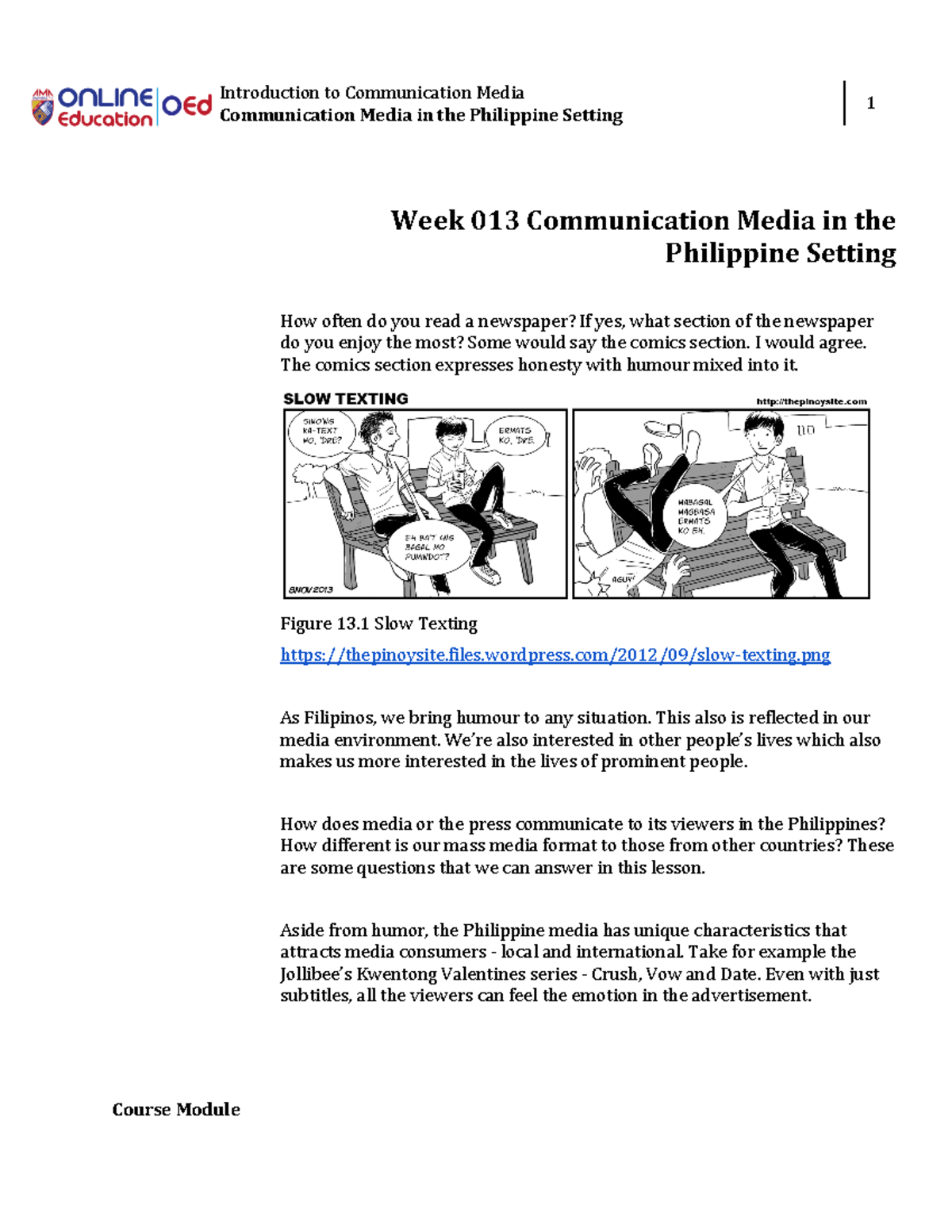 Week 13 - Module 13 Communication Media in the Philippine Setting ...