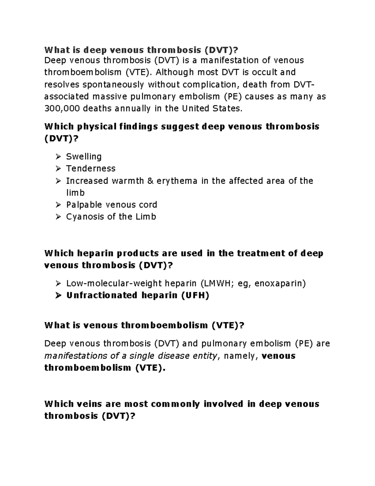 Q&A DVT - Q&A DVT - What is deep venous thrombosis (DVT)? Deep venous ...