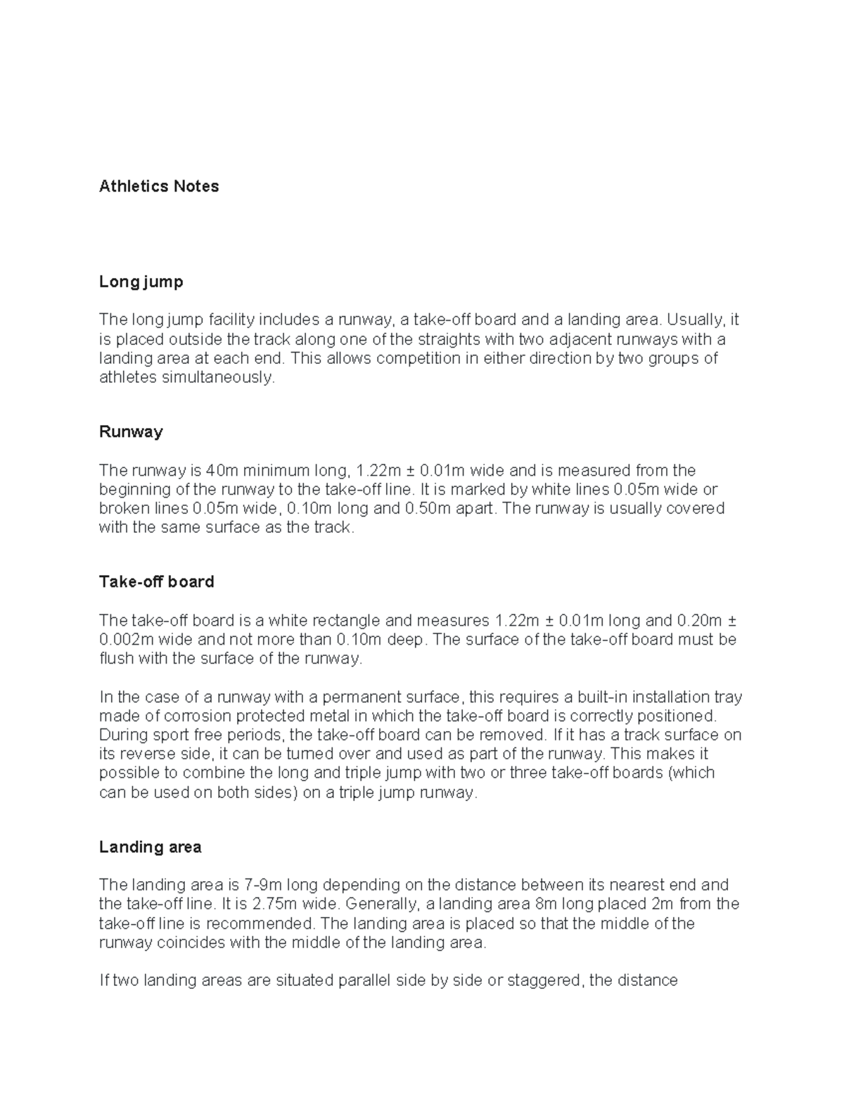 Athletics-Notes - Summary Physical Educ - Athletics Notes Long jump The ...