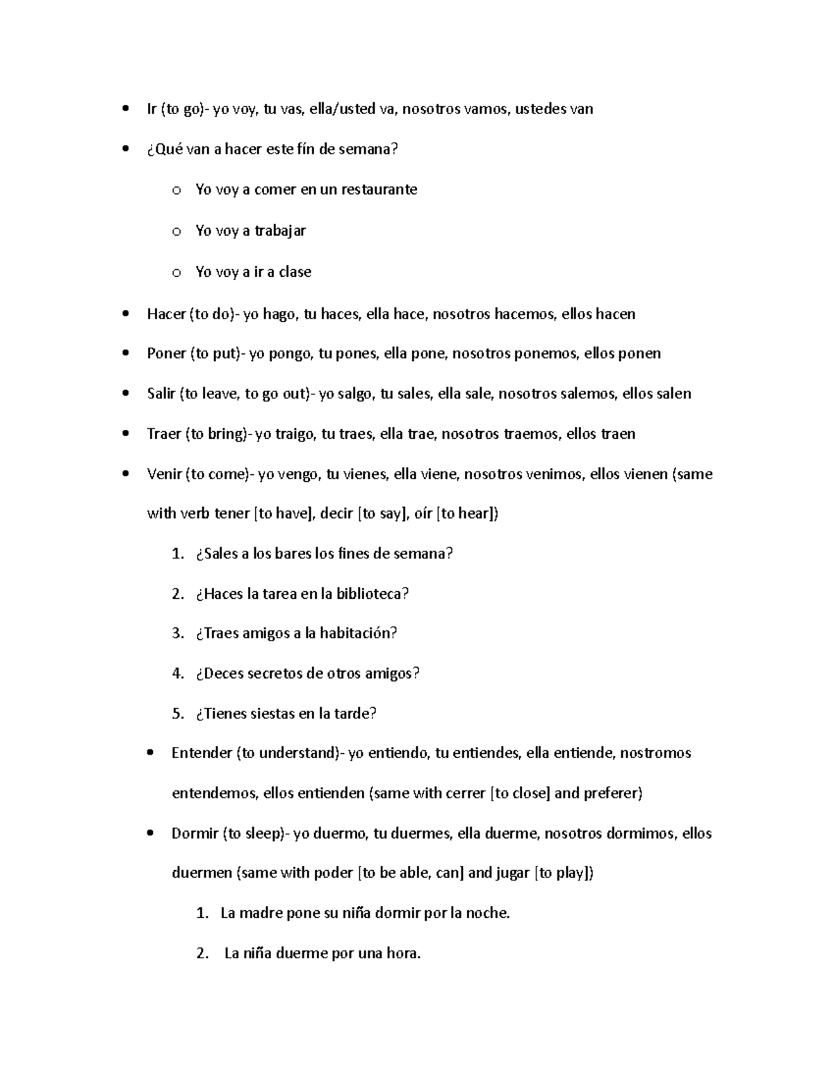 Spanish 2 Lecture Notes/Sol y Viento Activities - Ir (to go)- yo voy ...