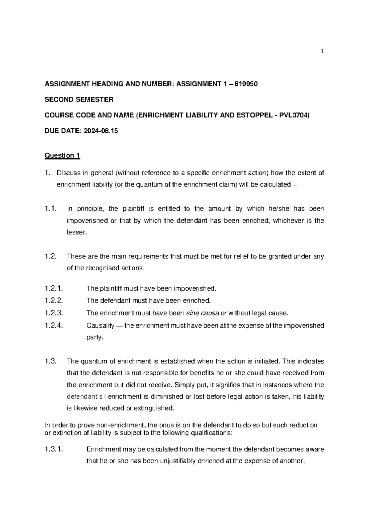 2024.08 12 Assignment 1 - PVL3704 Studocu - ASSIGNMENT HEADING AND NUMBER: ASSIGNMENT 1 – 619950 ...