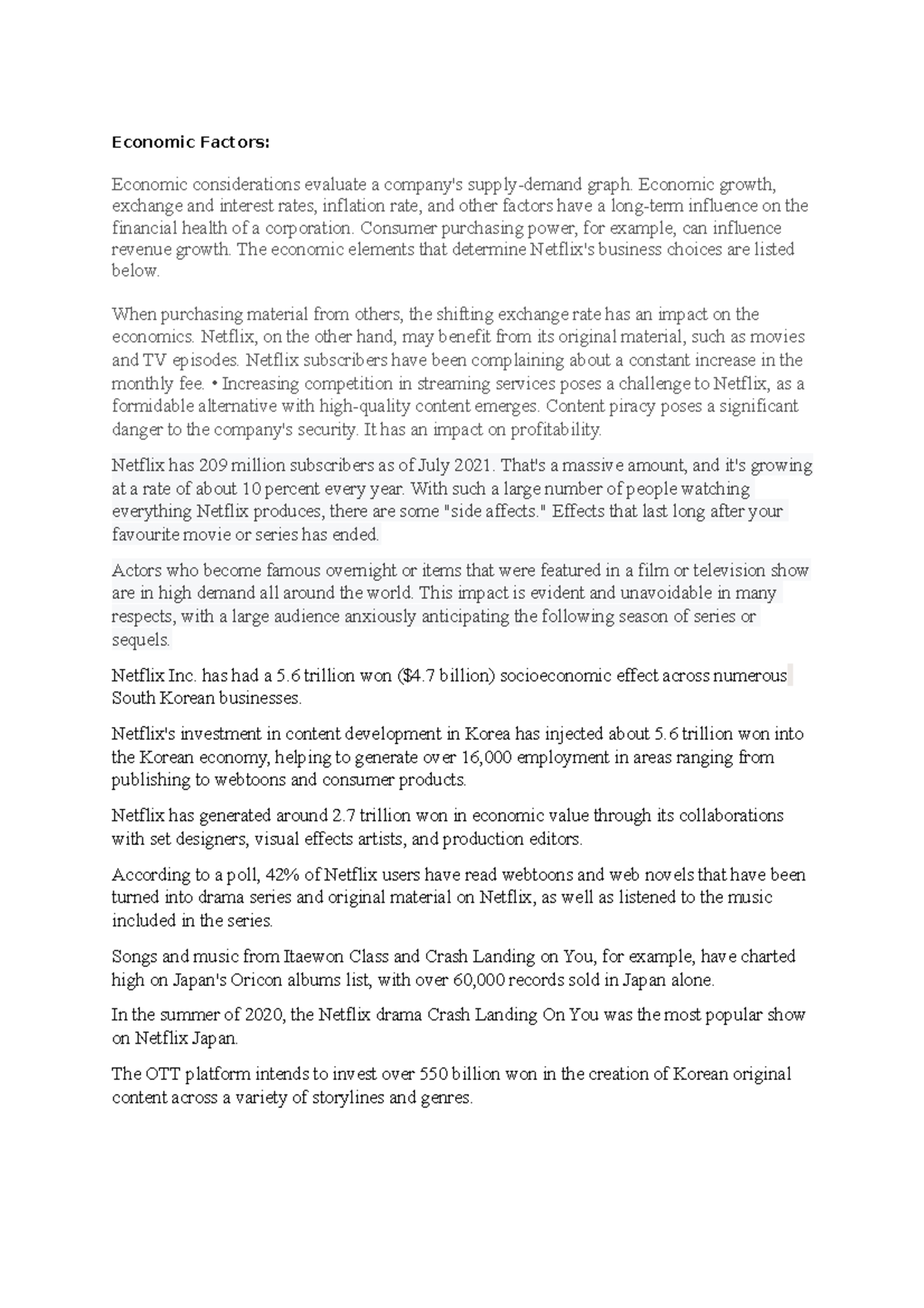 Economic Factors- Netflix - Economic Factors: Economic considerations ...