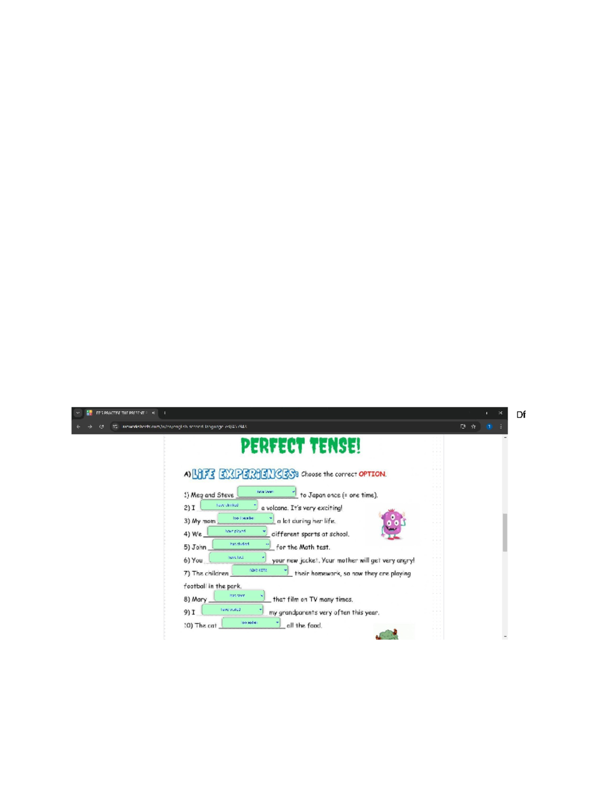 Present Perfect-1 - Worksheet and instructions - PRACTISE THE PRESENT ...