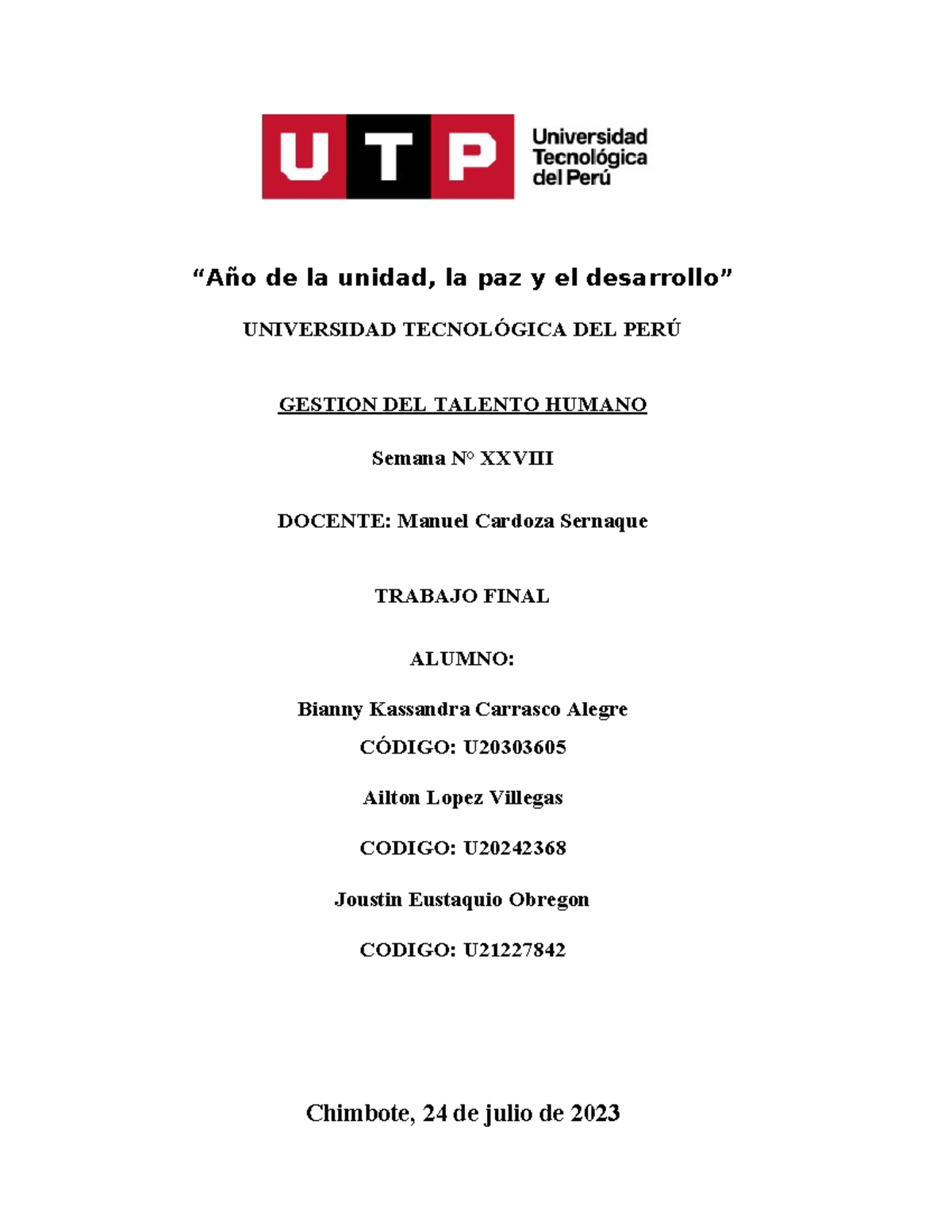 Trabajo final Grupo 4 GDTH-1 - “Año de la unidad, la paz y el ...