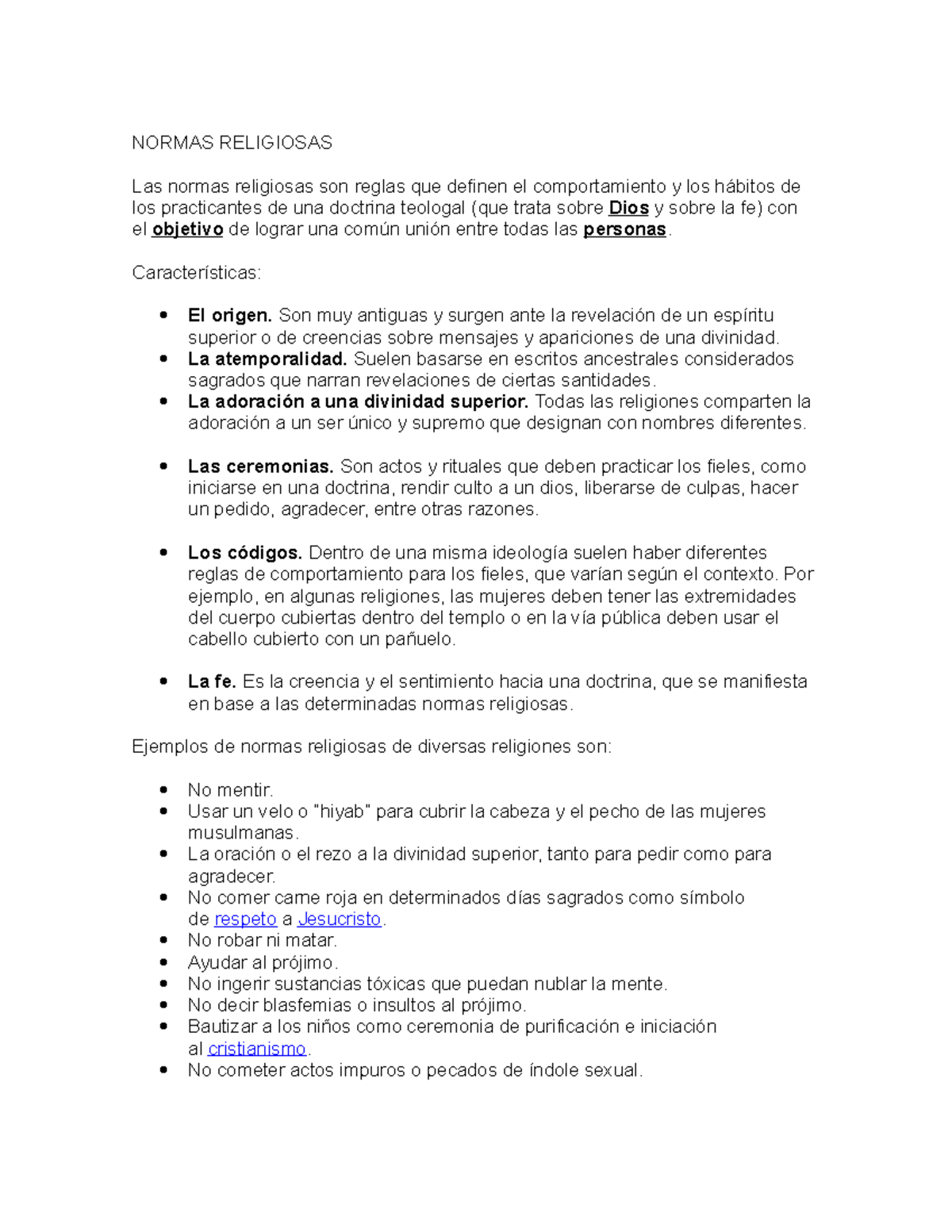 Normas Religiosas - Lecture notes 1,4,5 - NORMAS RELIGIOSAS Las normas ...