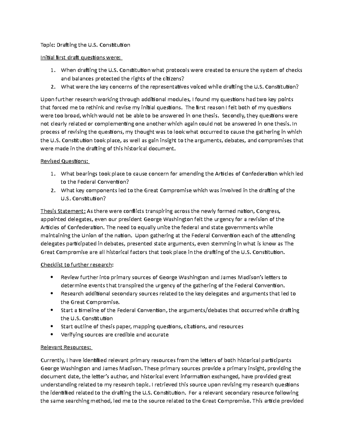 5.1 discussion research plan - Topic: Drafting the U. Constitution ...