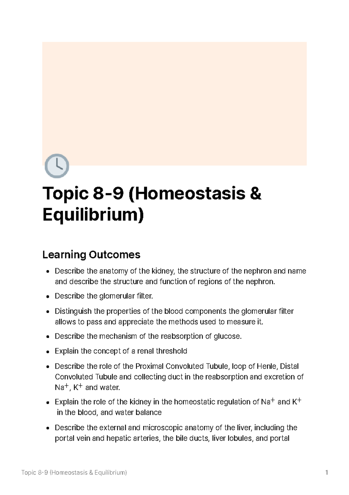 Lecture notes 8-9 (Homeostasis & Equilibrium) - 🕓 Topic 8-9 ...