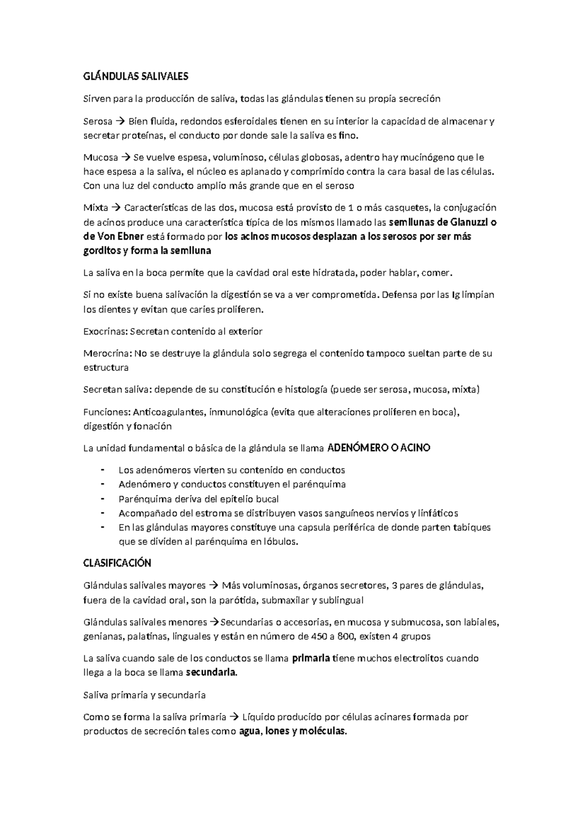 Glándulas Y Parótida - apuntes - GLÁNDULAS SALIVALES Sirven para la ...