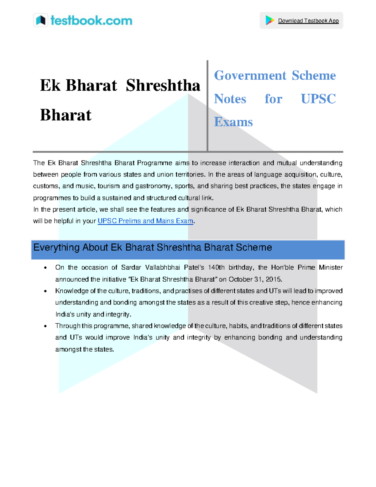 Ek bharat shreshtha bharat government schemes for upsc exam b0298b23 ...