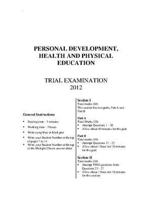 Scots Albury 2015 Pdhpe Trials - Objective Response Question Answer ...