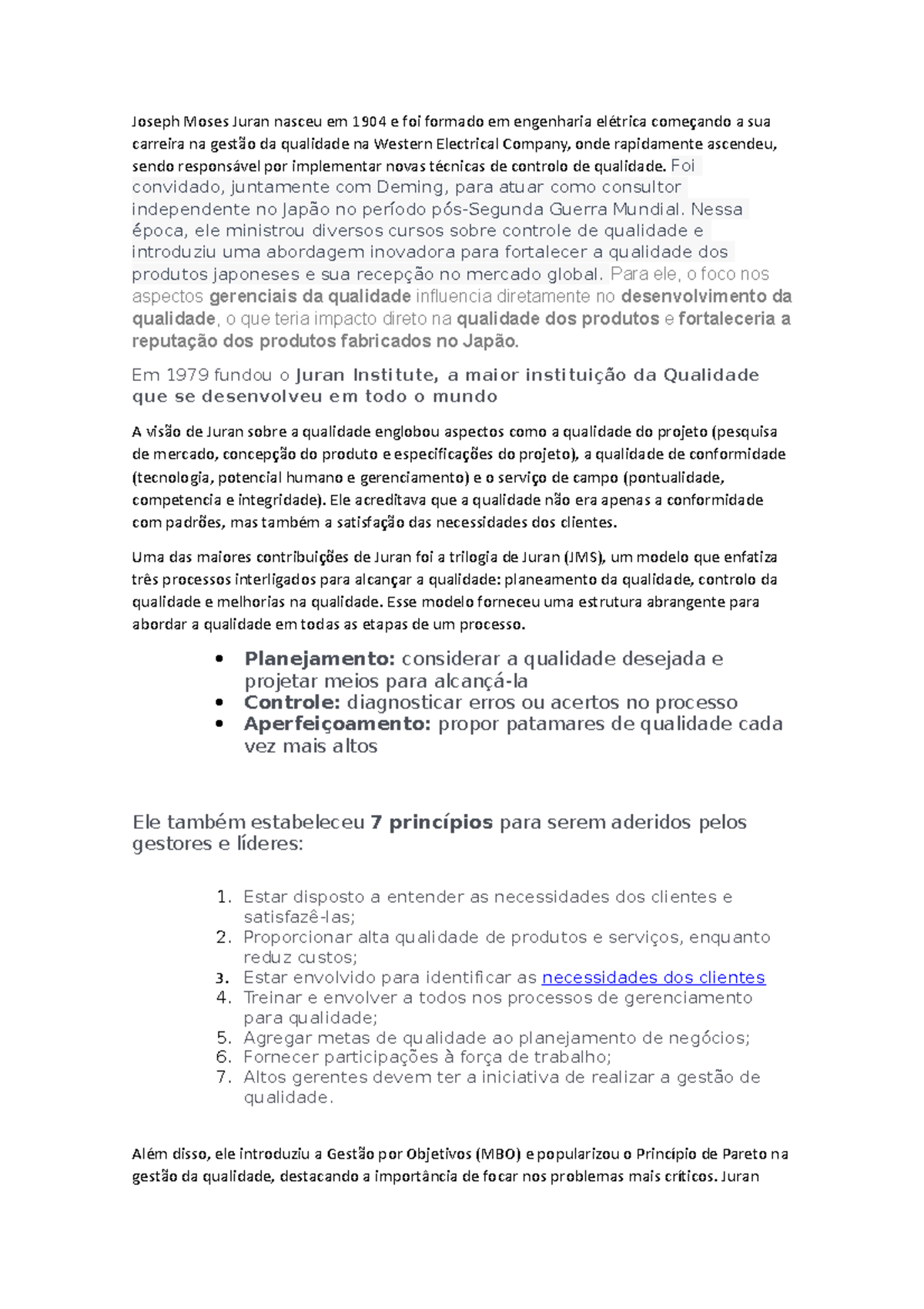 Joseph Moses Juran final - Joseph Moses Juran nasceu em 1904 e foi ...