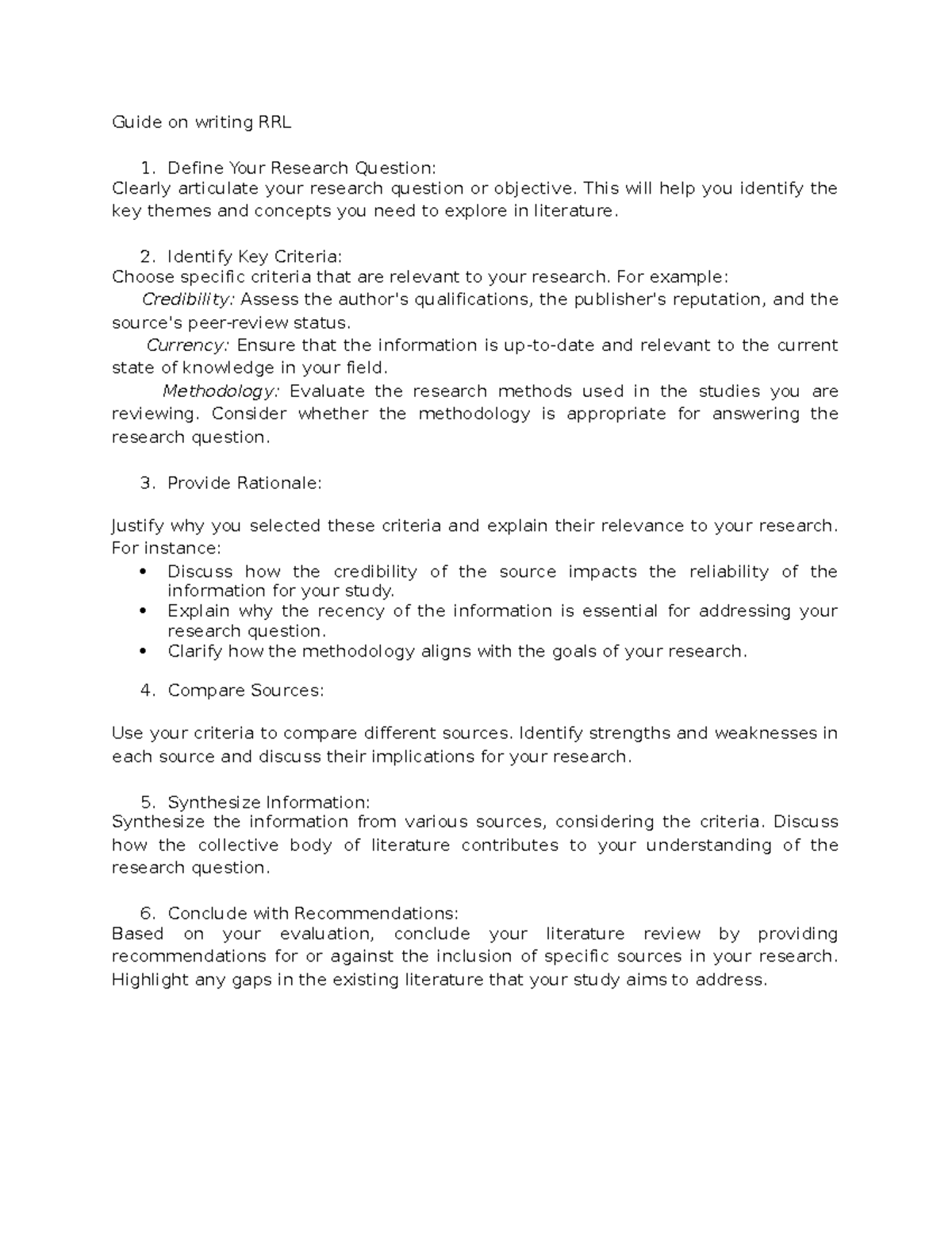 Writing Introductory paragraph in RRL - Guide on writing RRL 1. Define ...