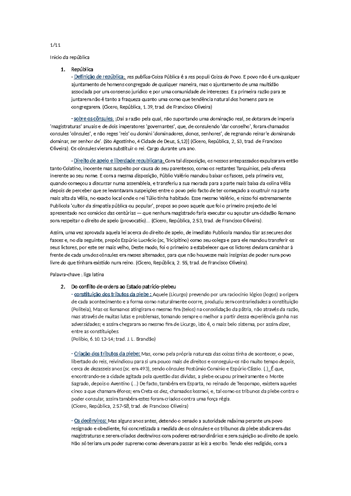Aulas- antiguidade classica - 1/ Inicio da república 1. República ...