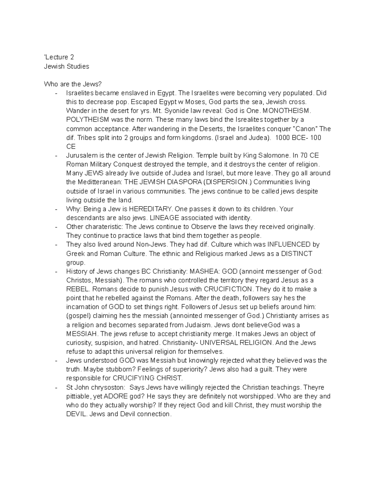 Jewish Studies - Lecture notes 1-5 - ‘Lecture 2 Jewish Studies Who are ...