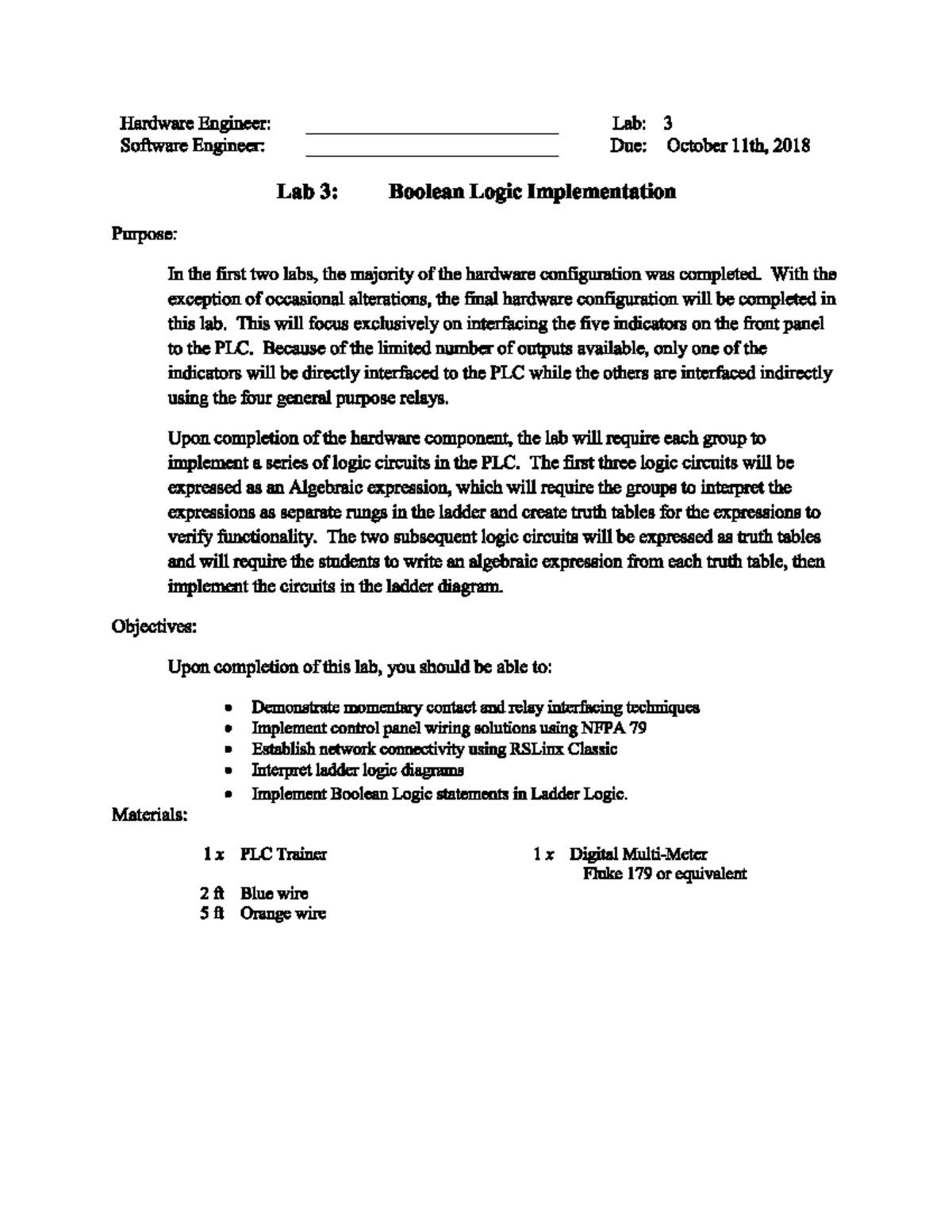 PLC Lab3 - ETSC 241 - Studocu