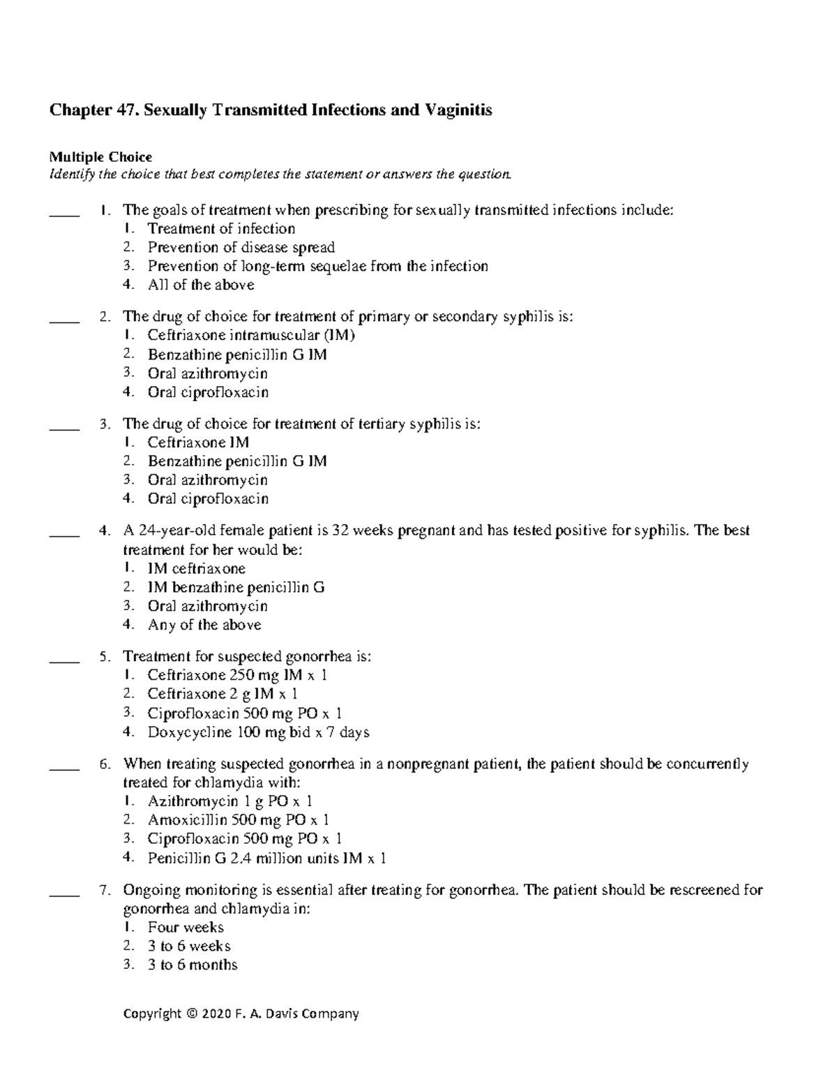 Chapter 47 - practice test questions - Chapter 47. Sexually Transmitted ...