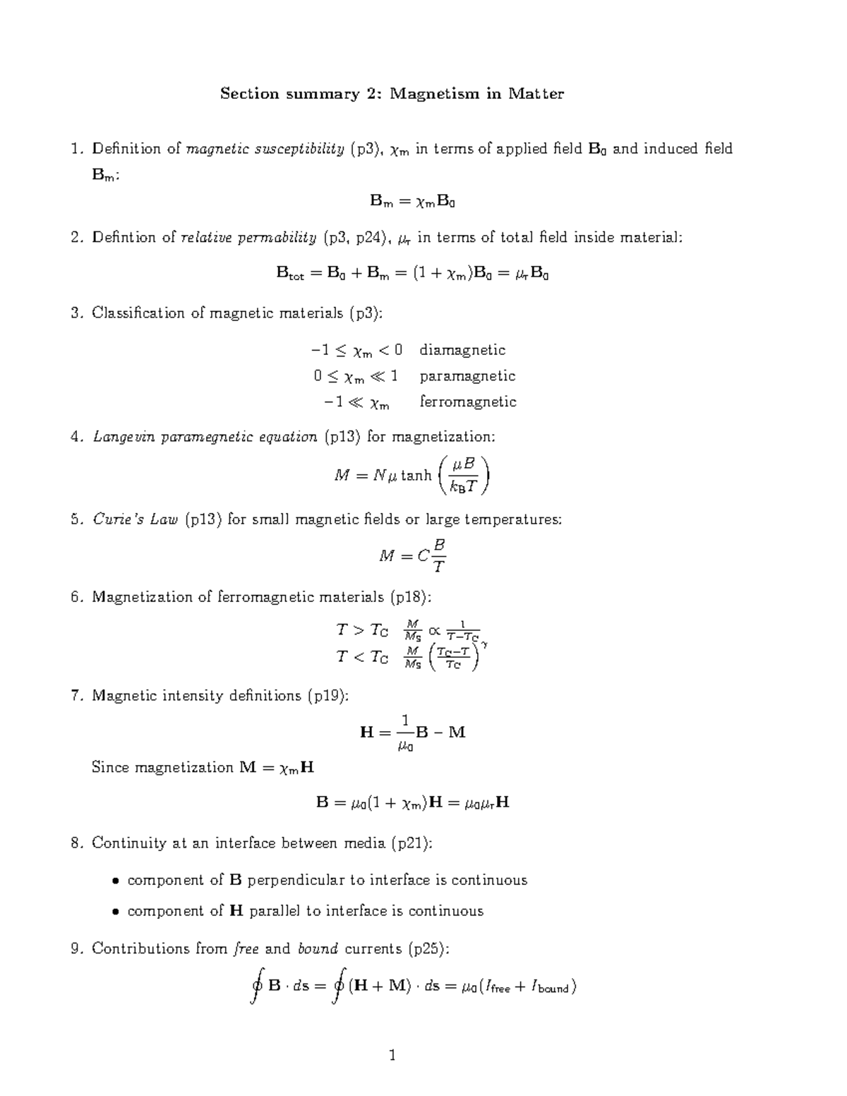 2 - Magnetism in Matter Summary - Section summary 2: Magnetism in ...