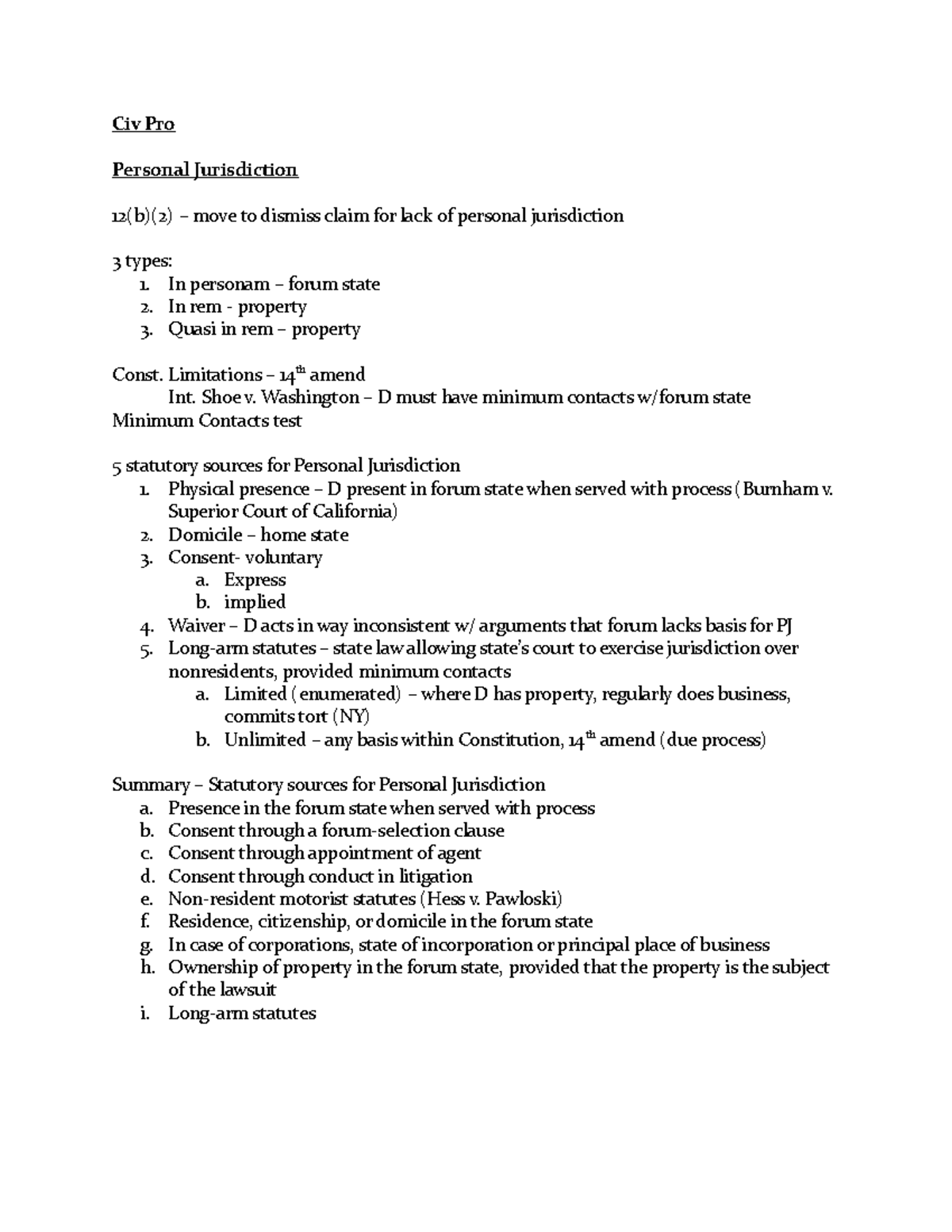 Civ Pro Outline - Summary Civil Procedure/Alternative Dispute ...