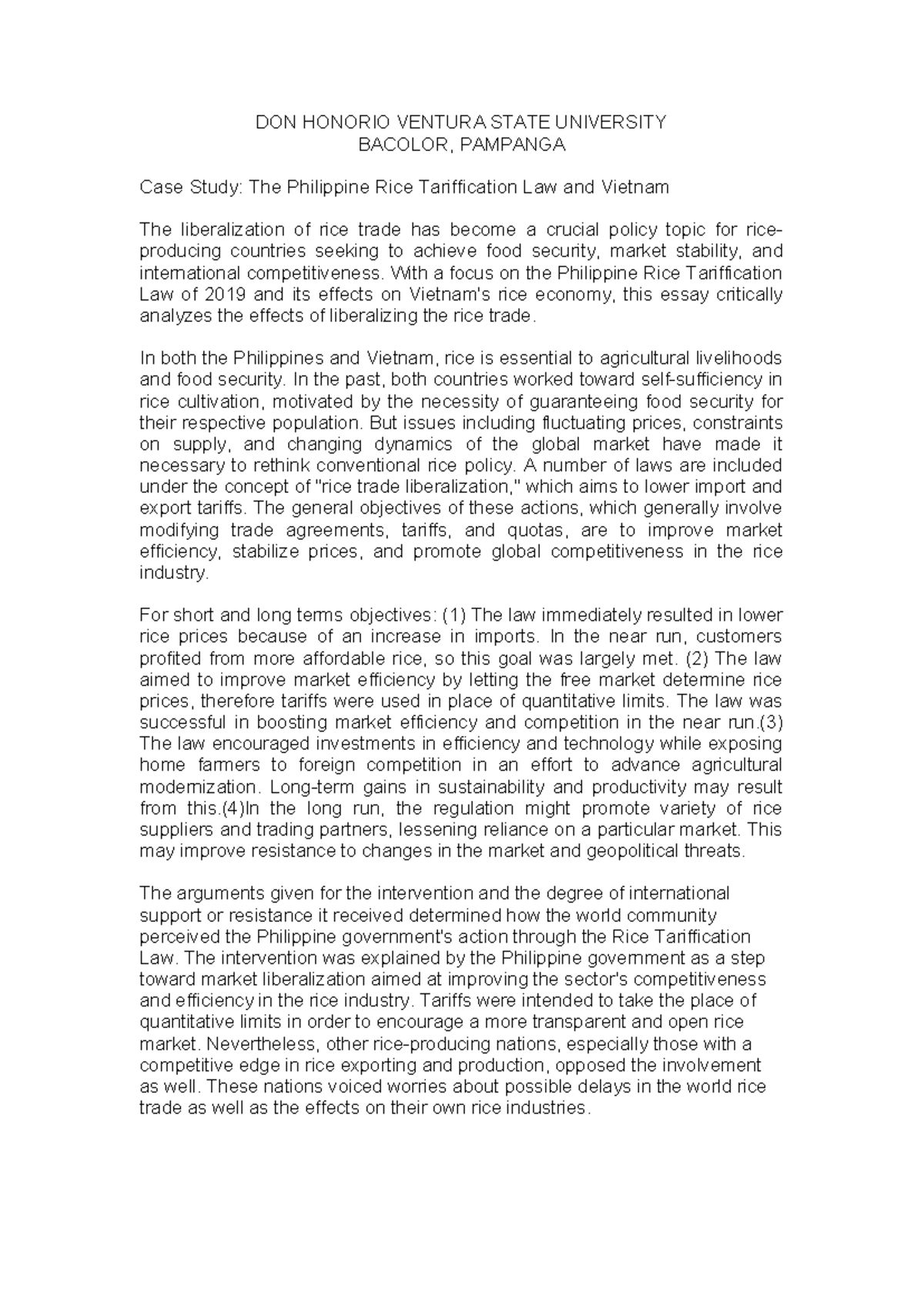 Case study - DON HONORIO VENTURA STATE UNIVERSITY BACOLOR, PAMPANGA ...