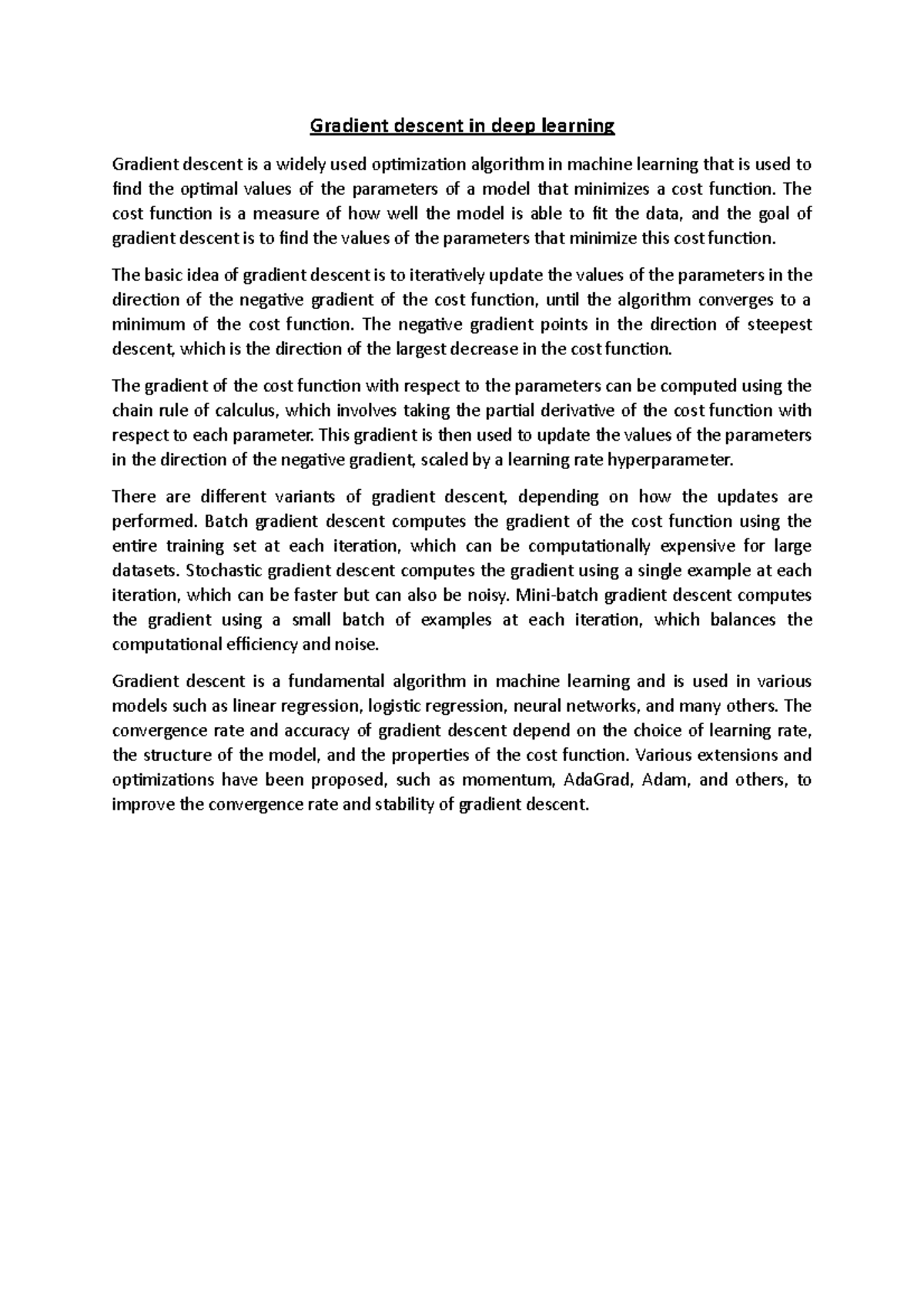 Gradient Descent In Deep Learning Gradient Descent In Deep Learning