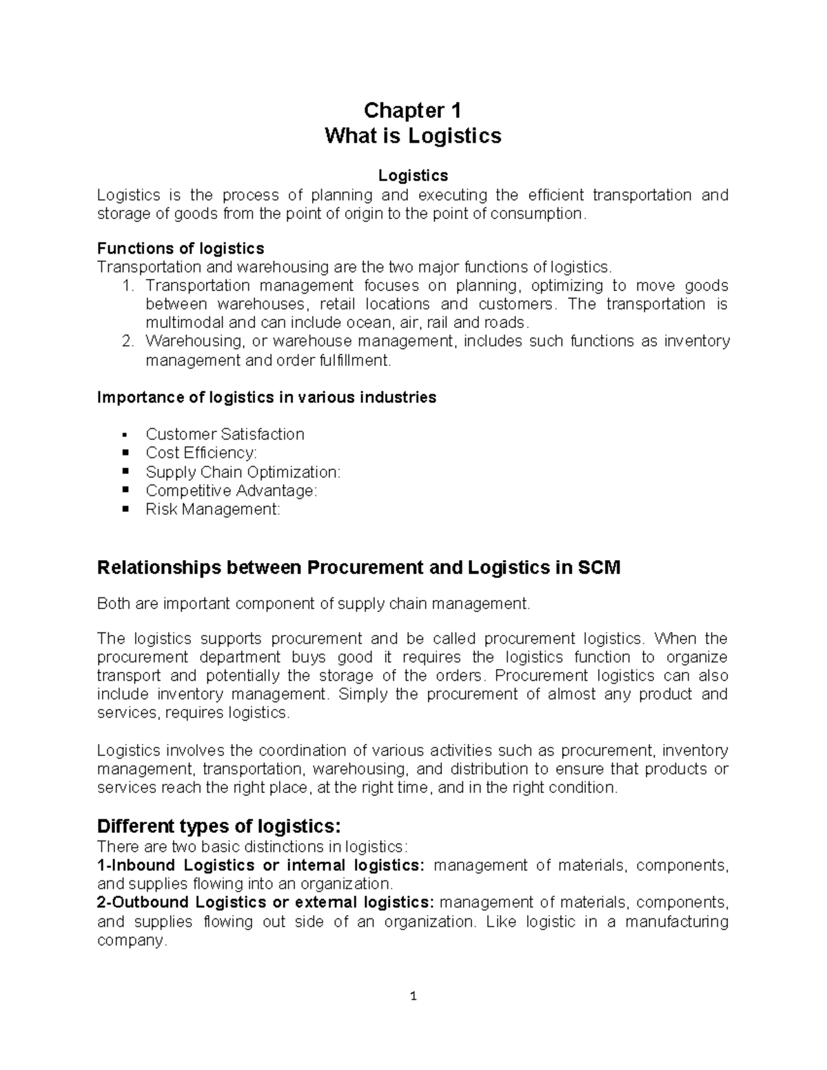 Warehouse, Logistic, Procurement, Inventory, Supply Chain - Chapter 1 ...