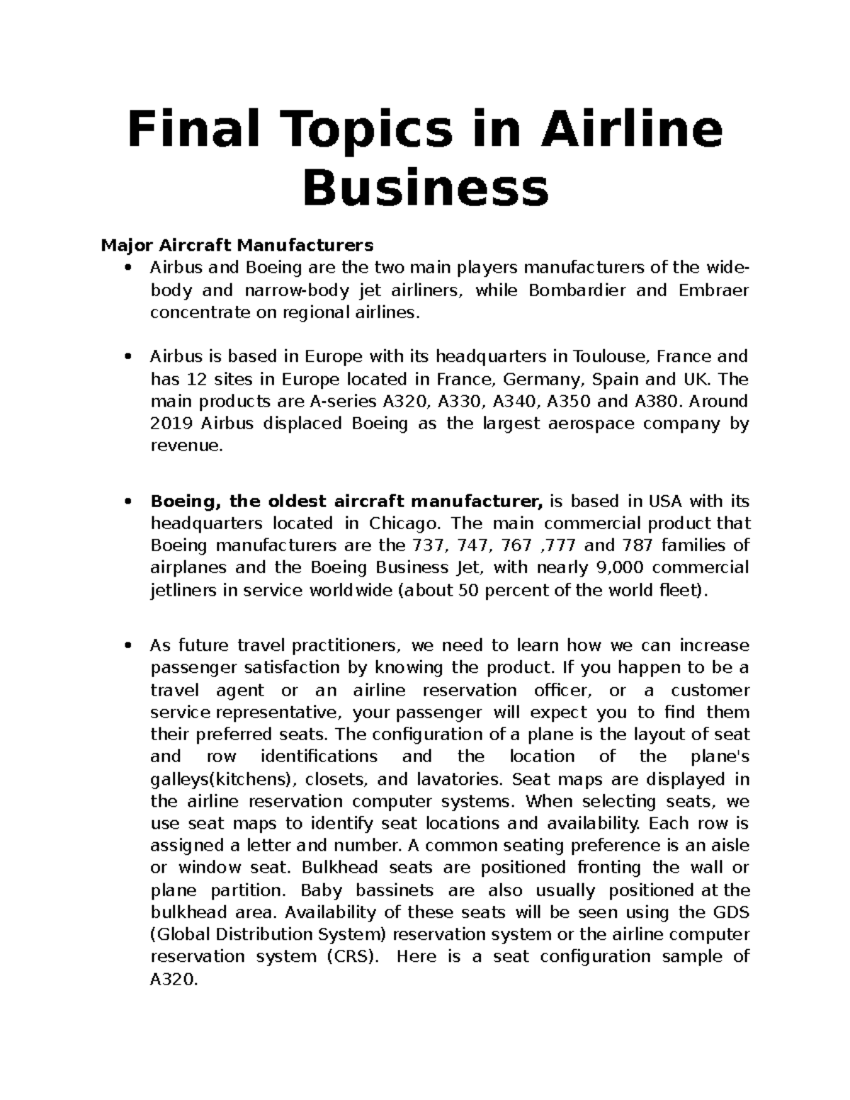 Final Topics in Airline Business - Final Topics in Airline Business ...