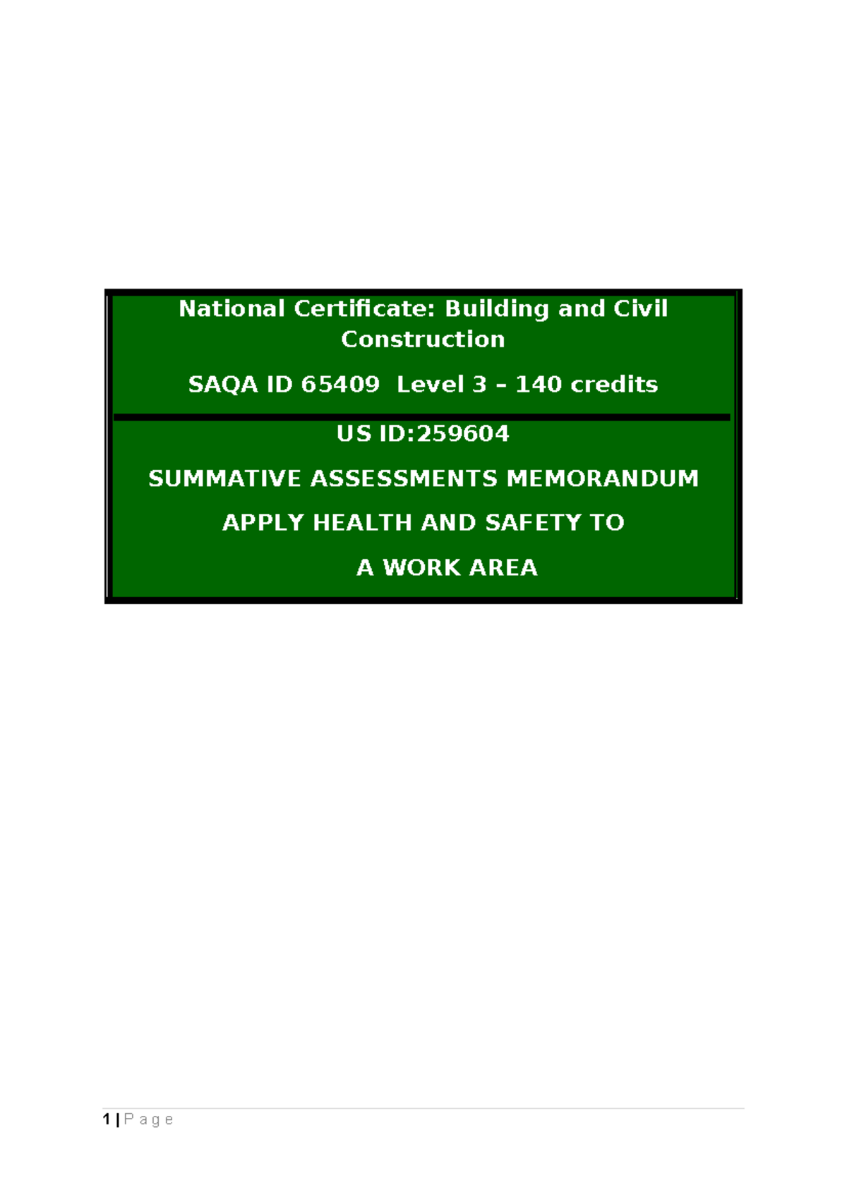 259604 - Summative Assessment Memoranda - National Certificate ...