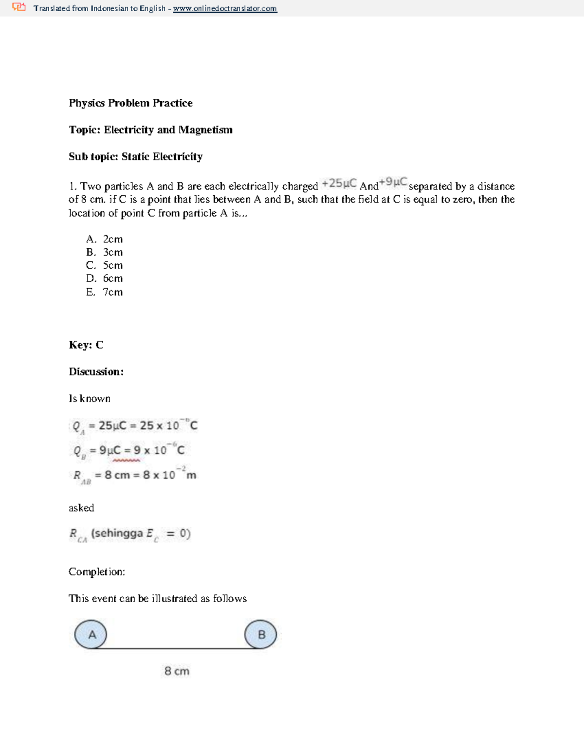 Exercise for Physics-1 - Physics Problem Practice Topic: Electricity ...