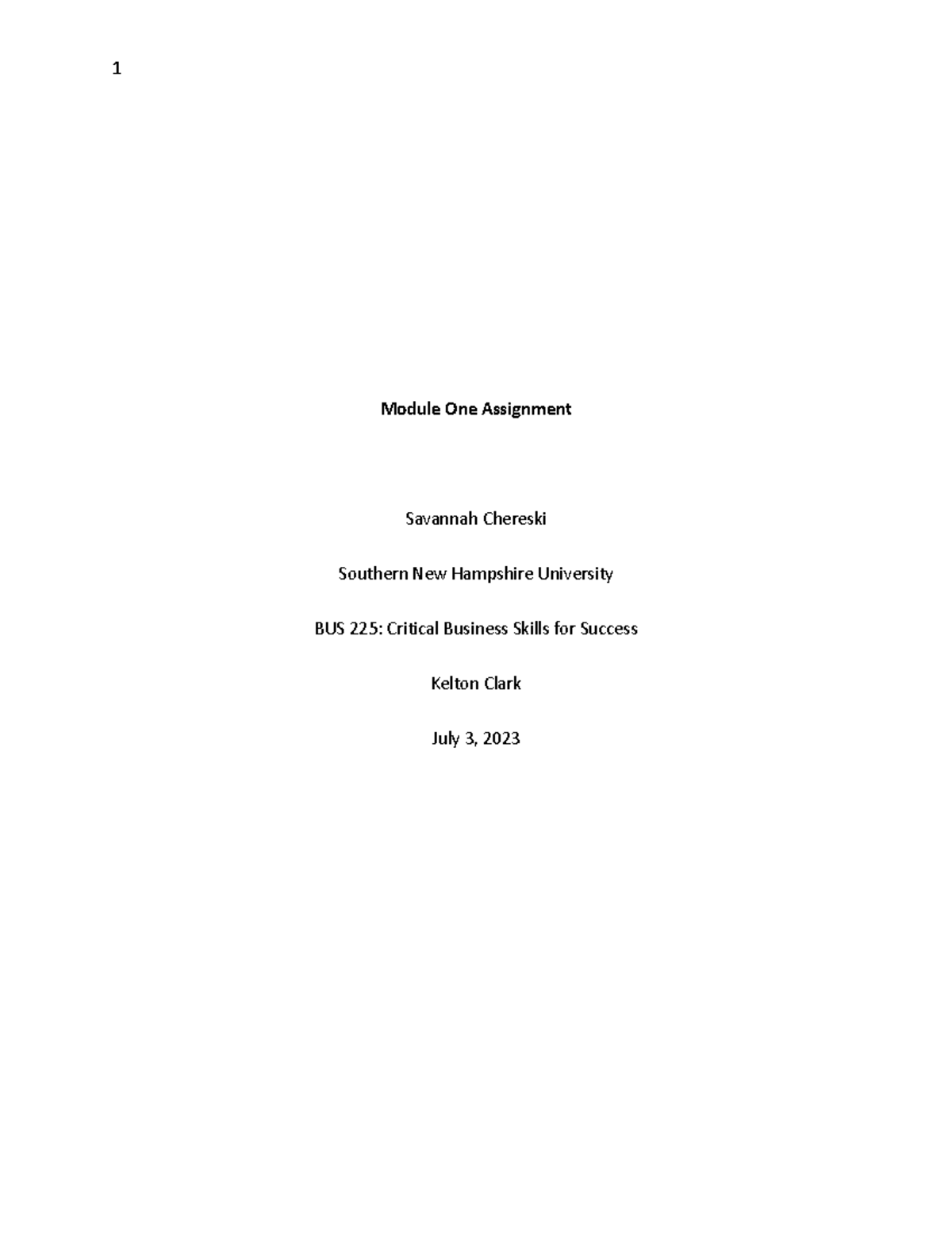 BUS225 Module One Assignment - bus225 - SNHU - Studocu