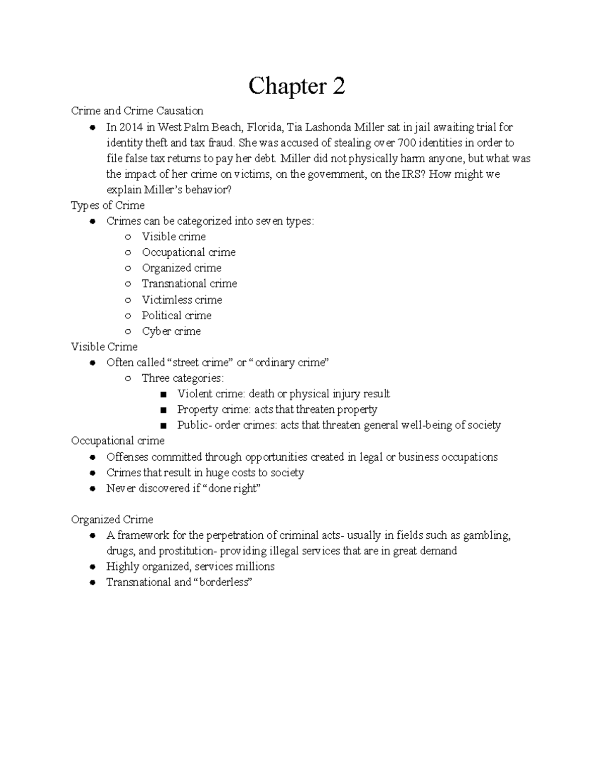 Chapter 2 - These are the Charpter 2, week 2 notes - Chapter 2 Crime ...