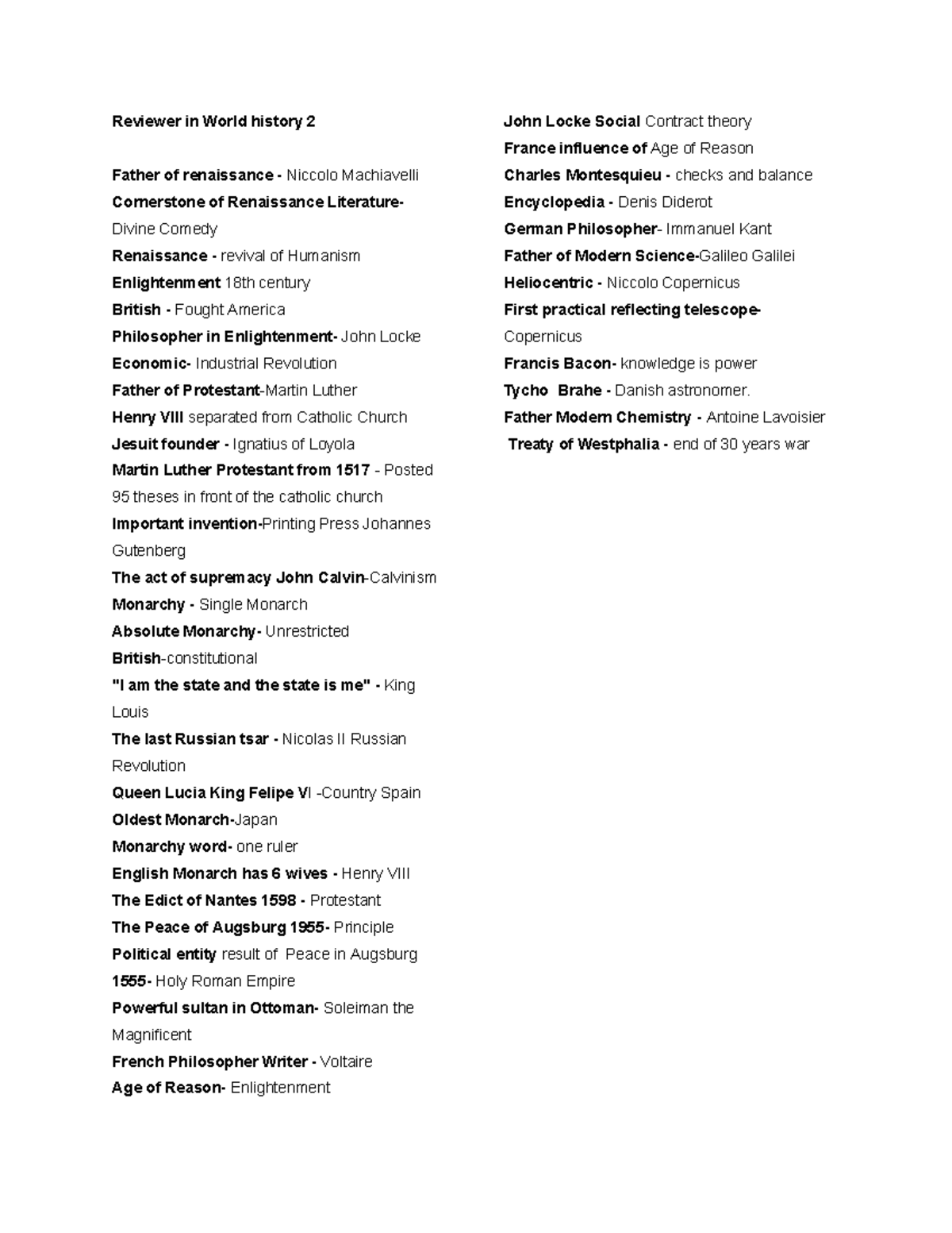 Reviewer-1 - Reviewer in World history 2 Father of renaissance ...
