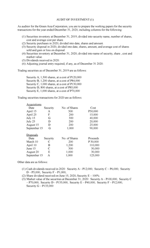 Audit- Inventory-2 - Lecture notes 7 - AUDIT OF INVENTORY (3) Problem 1 ...