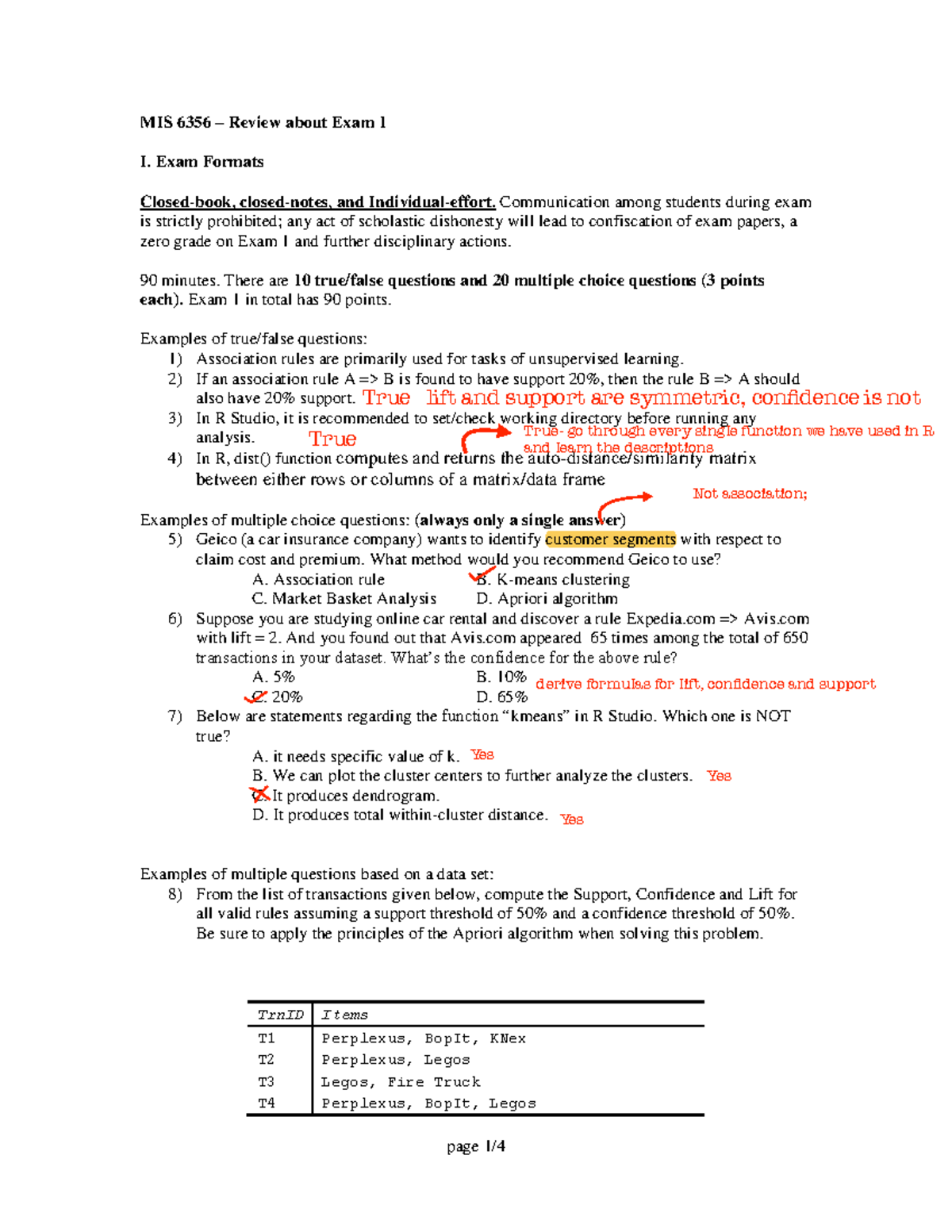 Exam 1 Review - MIS 63 56 – Review about Exam 1 I. Exam Formats Closed ...