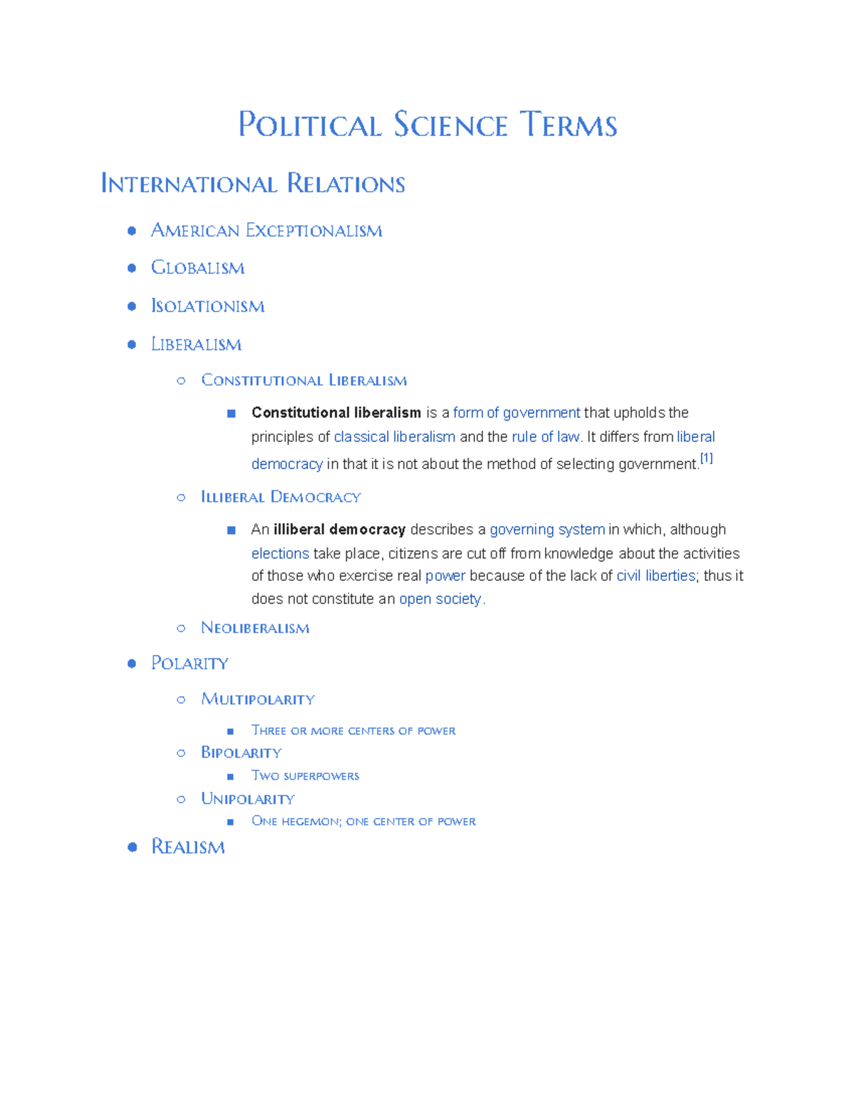 Political Science Terms - Political Science Terms International ...