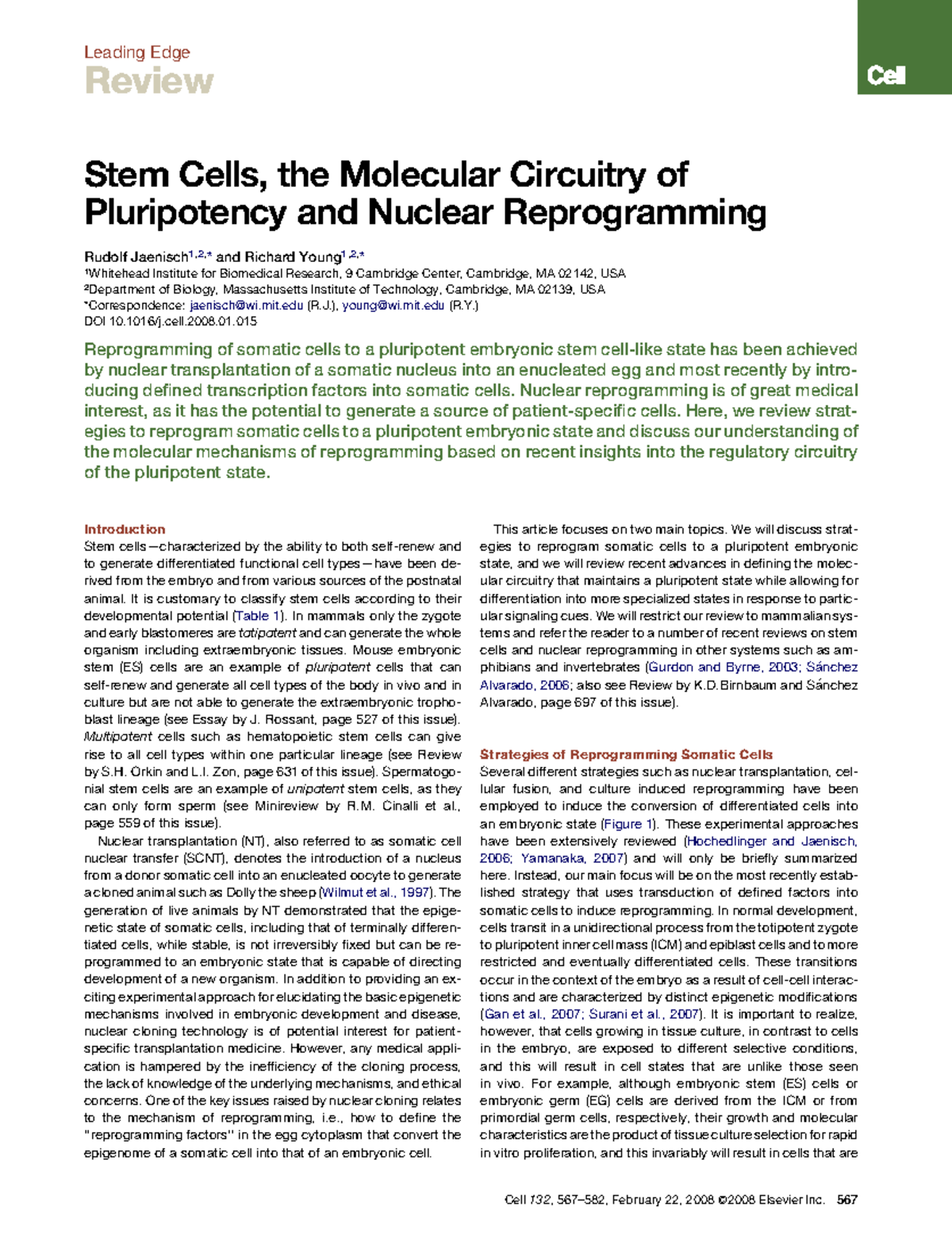 1 Stem Cells The Molecular Circuitry Of Pluripotency And Nuclear