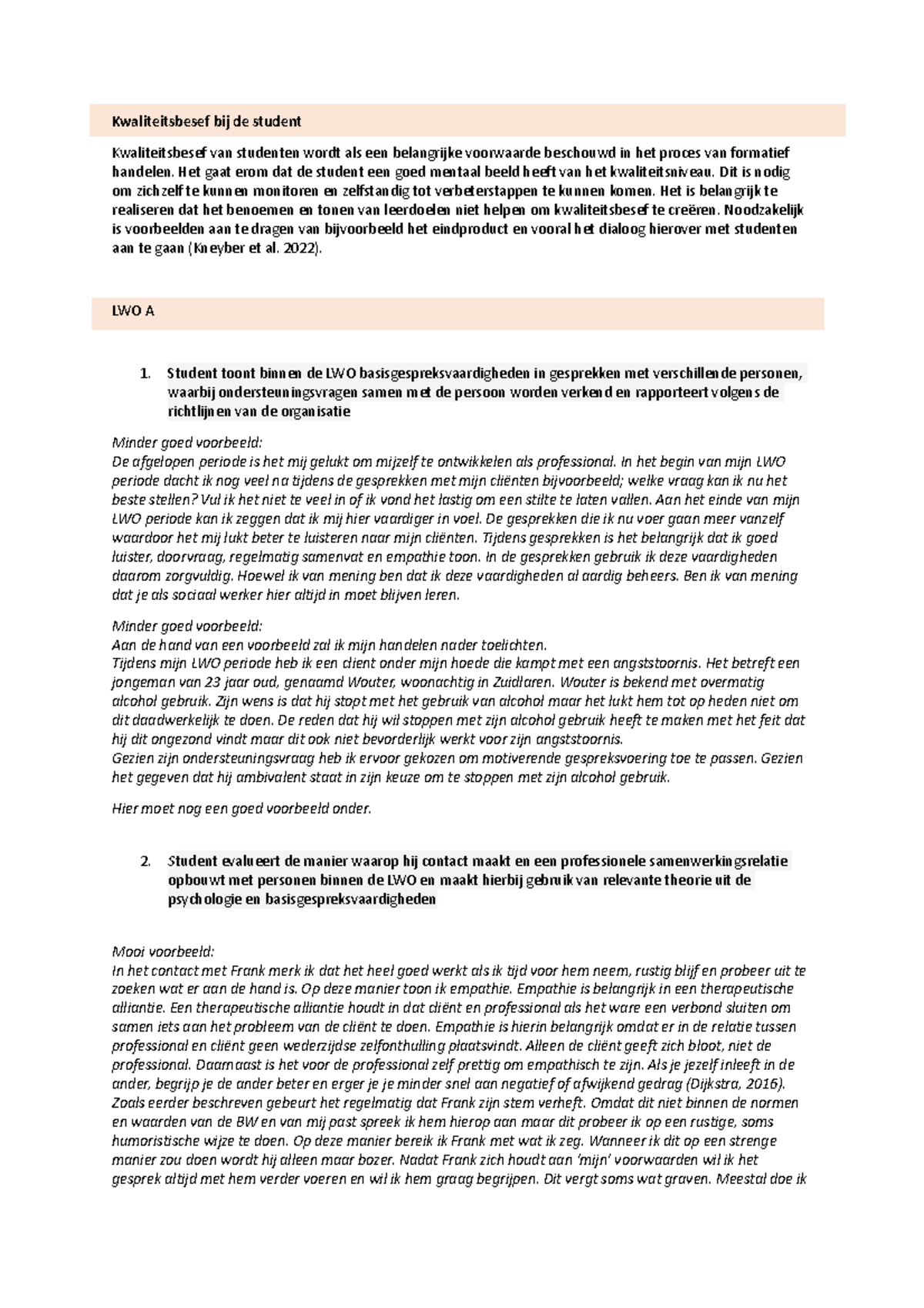 Kwaliteitsbesef bij de studenten - Kwaliteitsbesef bij de student ...