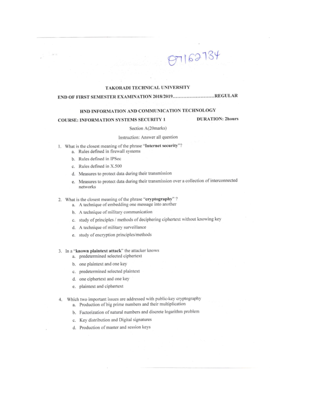 Exam 16 May 2018, questions - Information Technology - Studocu