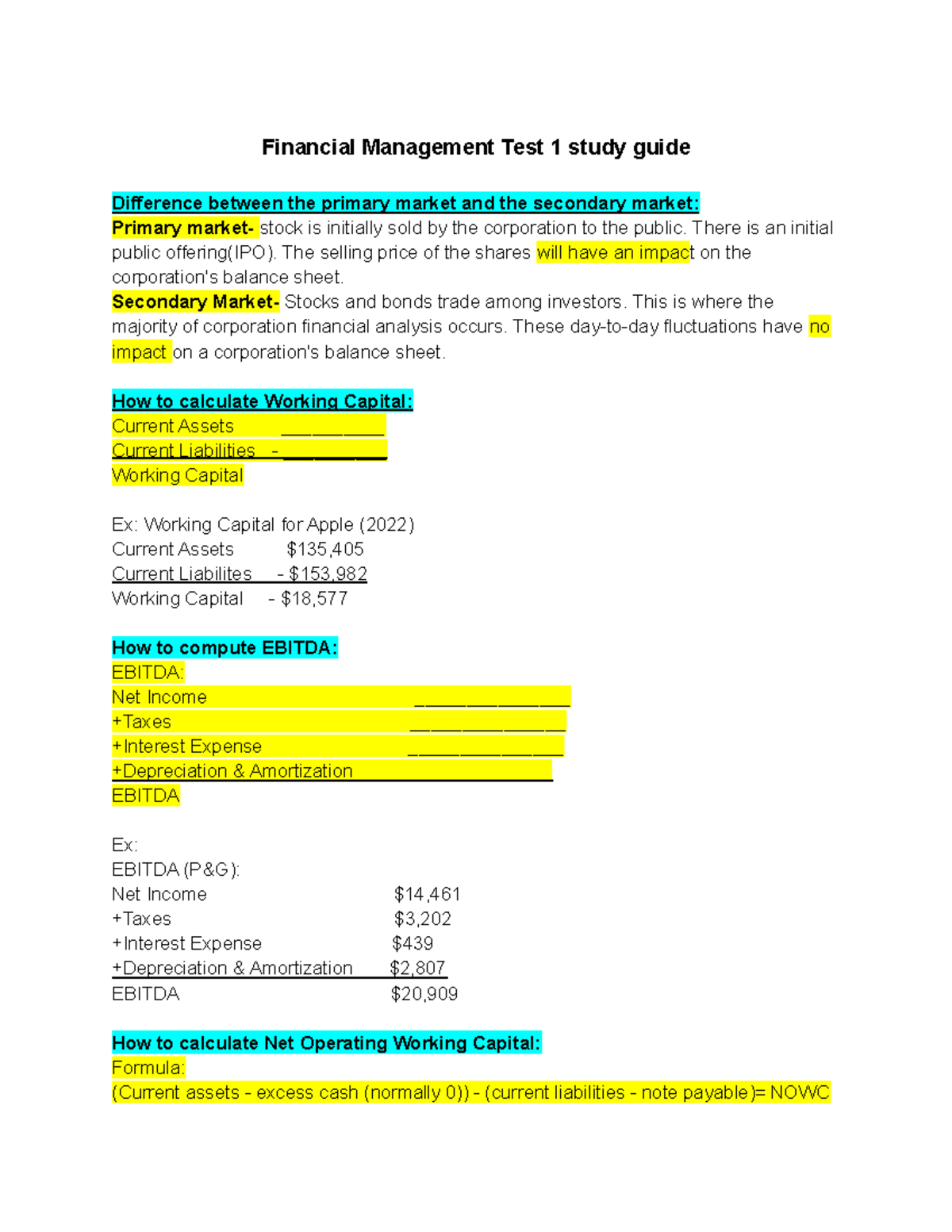 Financial Management Test 1 study guide - There is an initial public ...