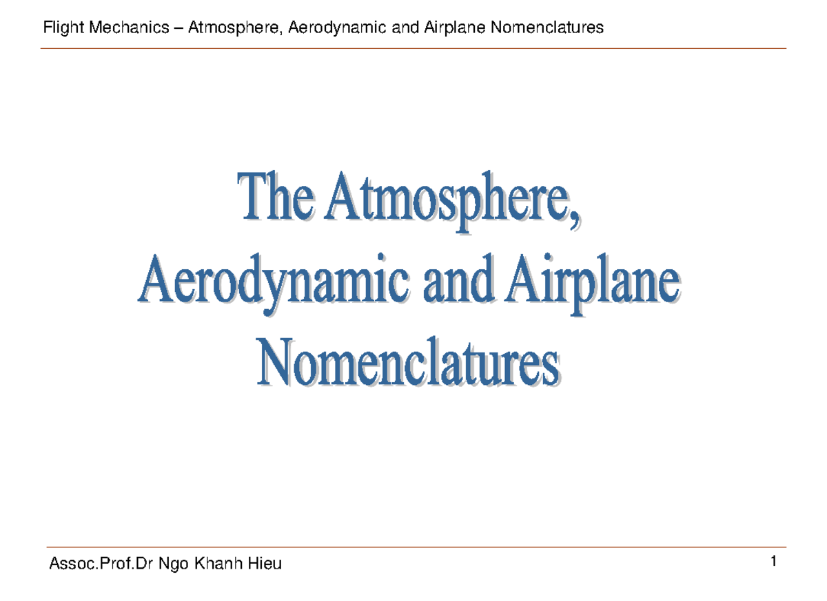 Lecture 02 Atmosphere Aerodynamic Airplane Nomenclatures - 2 Basic ...