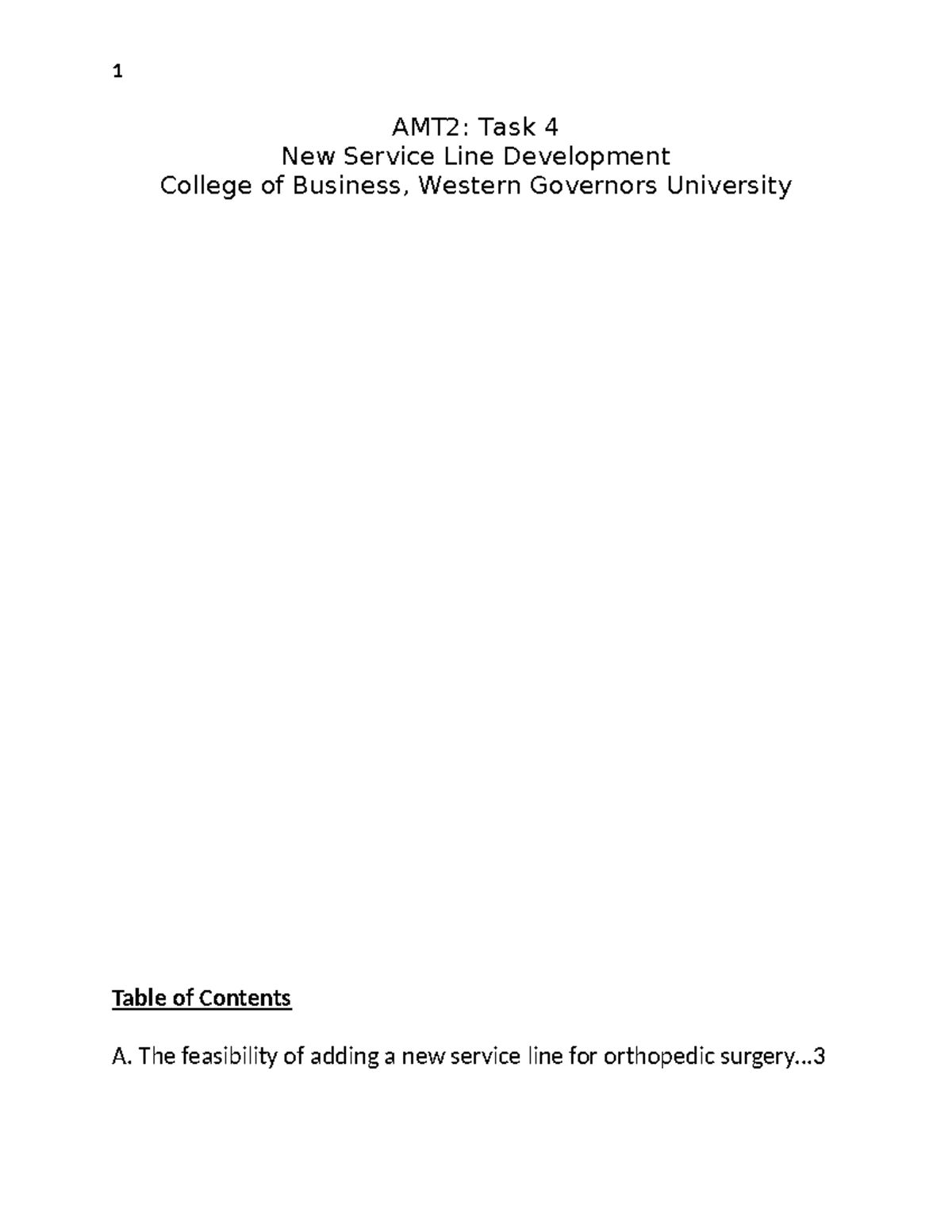 AMT2 task 4 - assignment - AMT2: Task 4 New Service Line Development ...