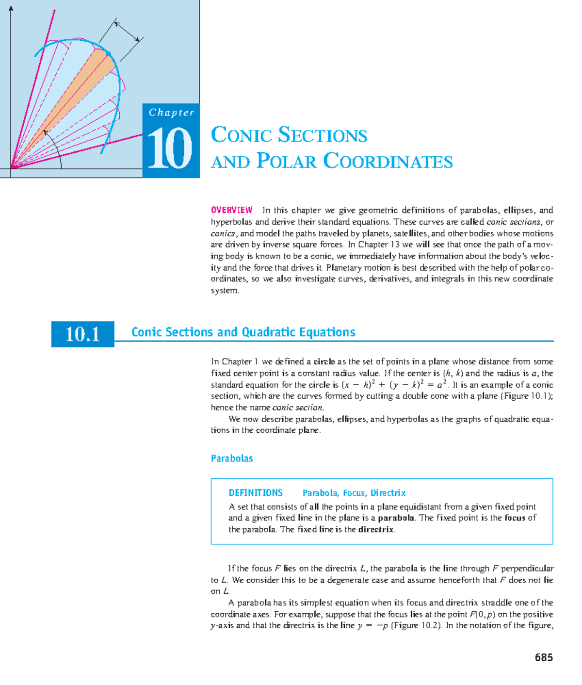 Calculus-10 - CONIC SECTIONS AND POLAR COORDINATES - OVERVIEW In this ...